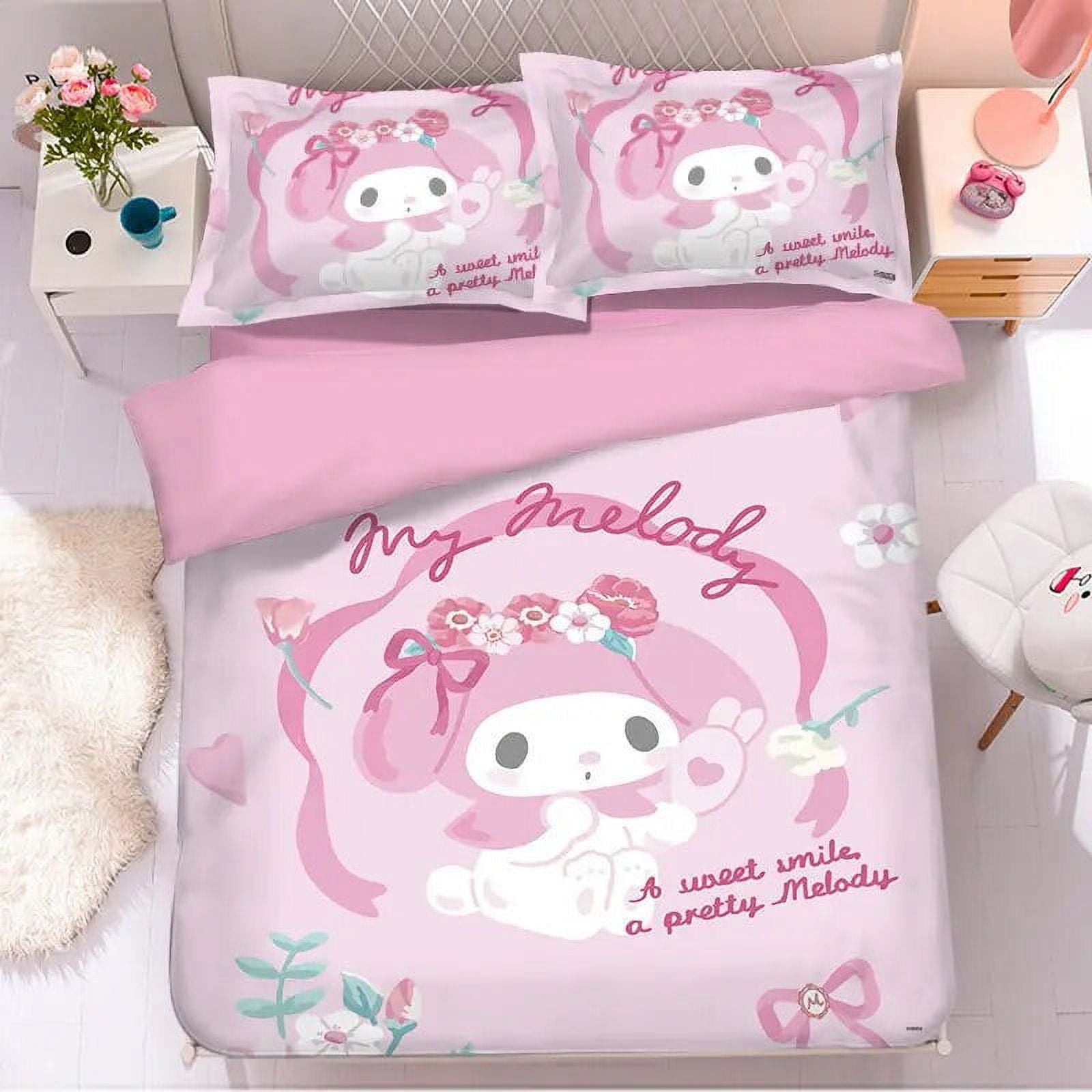 Sanrio Cartoon My Melody Bed Four-piece Princess Style High-end Bed Sheet Style Girls Dormitory ...