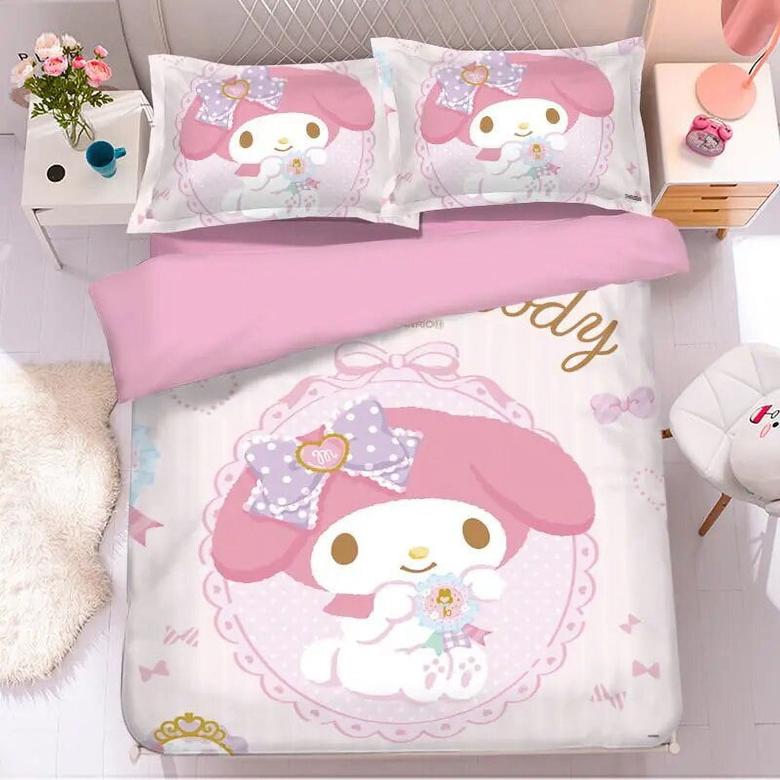 Sanrio Cartoon My Melody Bed Four-piece Princess Style High-end Bed Sheet Style Girls Dormitory ...