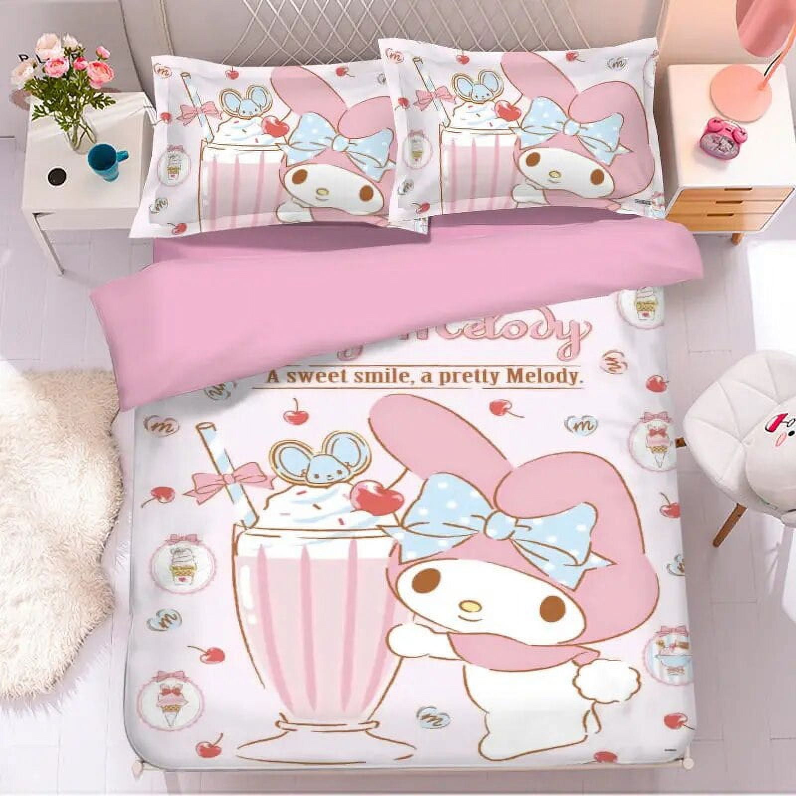 Sanrio Cartoon My Melody Bed Four-piece Princess Style High-end Bed Sheet Style Girls Dormitory ...