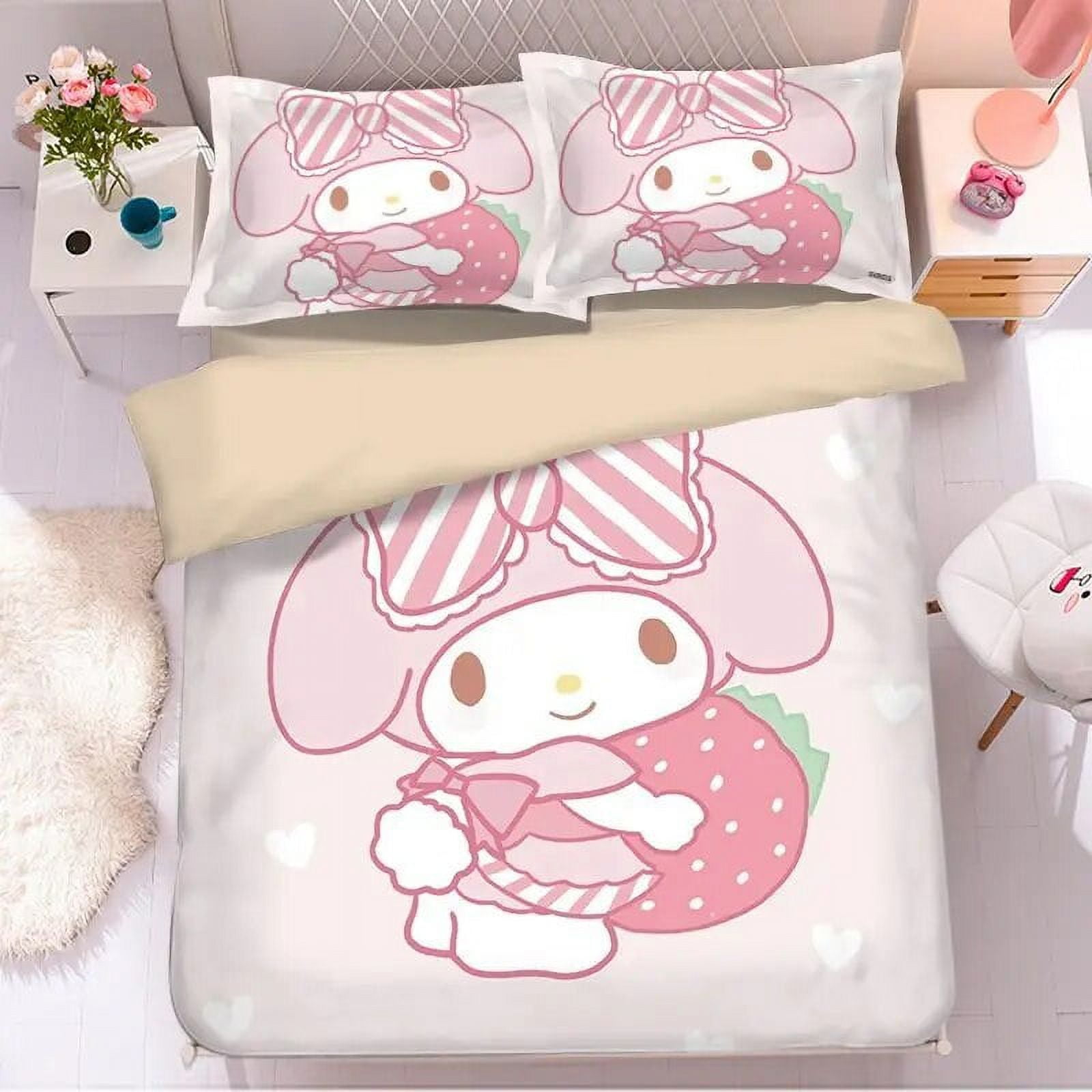 Sanrio Cartoon My Melody Bed Four-piece Princess Style High-end Bed Sheet Style Girls Dormitory ...