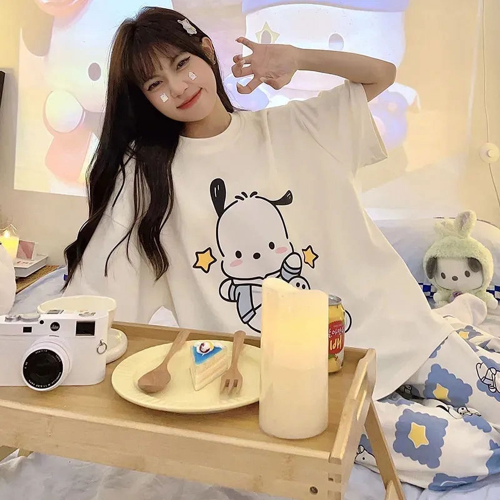 Sanrio Cartoon Pajama Hellokitty Woman Summer New Cute Pacha Dog Short ...