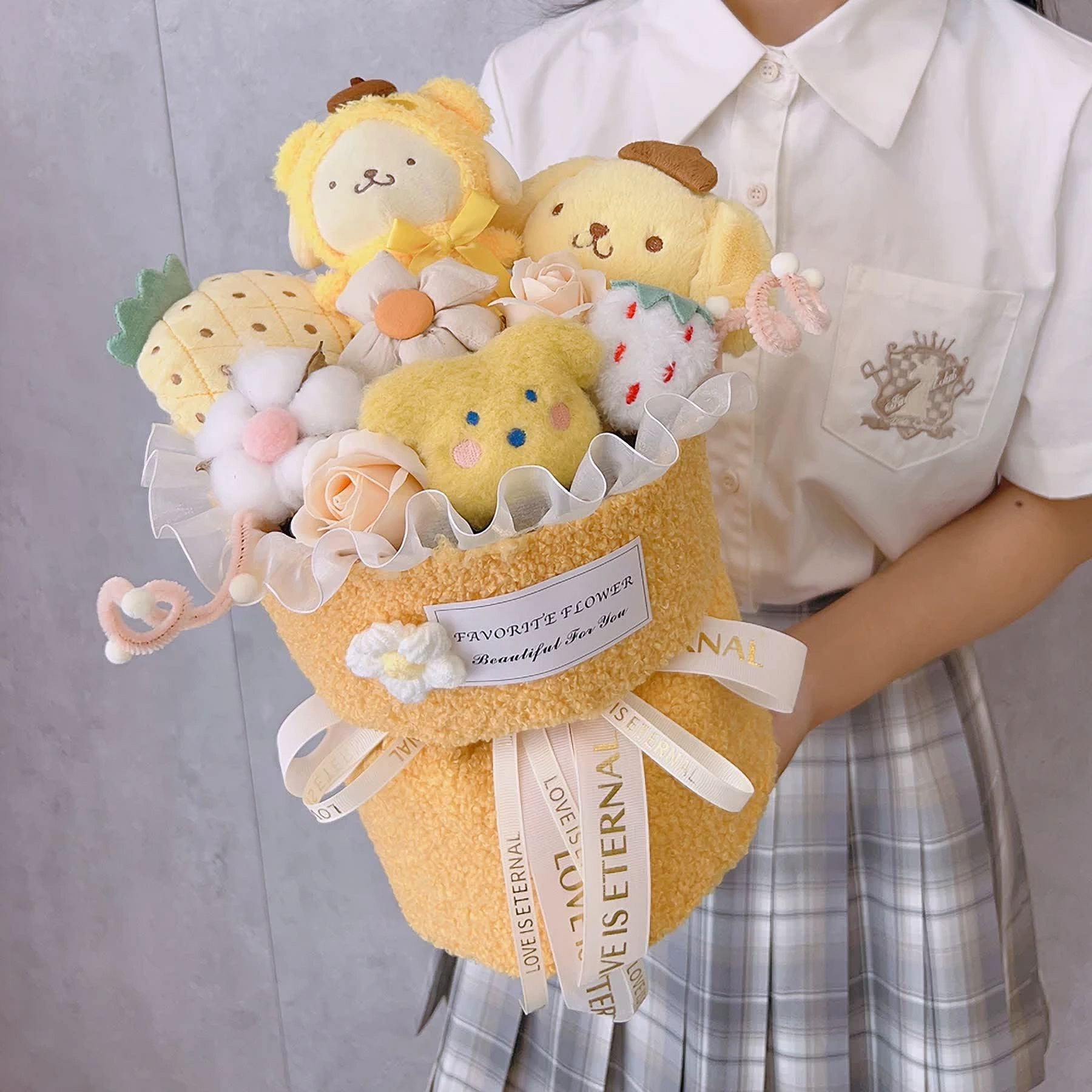 Sanrio Cartoon Pompom Purin Plush Bouquet Anime Cute Plush Doll Toys ...