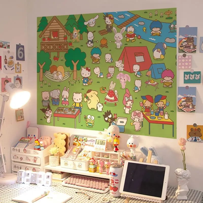 Sanrio Cartoon Poster Wall Stickers Bedroom Girl Room Decoration Wall ...