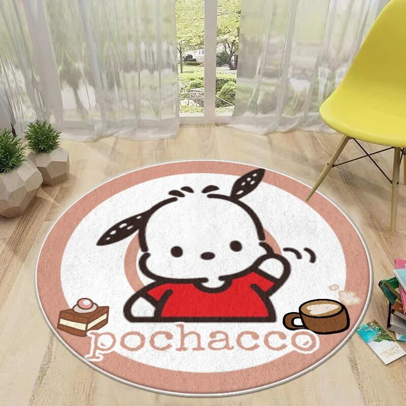 Sanrio Cartoon Round Carpet Hello Kitty Melody Kuromi Bedroom Living ...