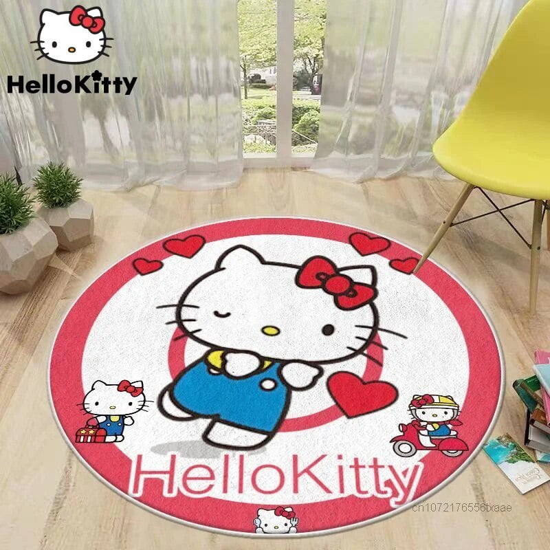 Sanrio Cartoon Round Carpet Hello Kitty Melody Kuromi Bedroom Living ...