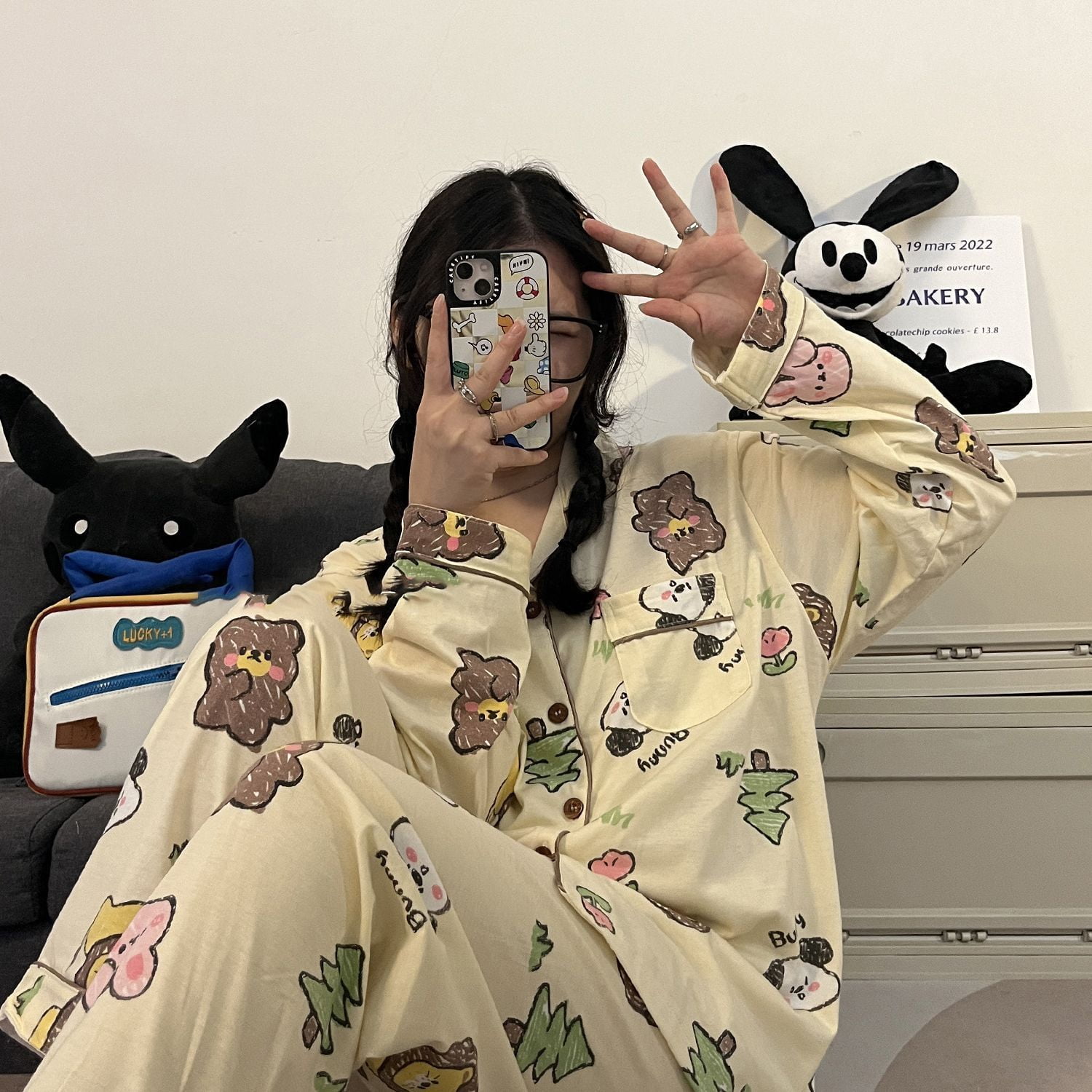 Sanrio Cartoon pajama set female sweet Kitty The New spring and autumn ...