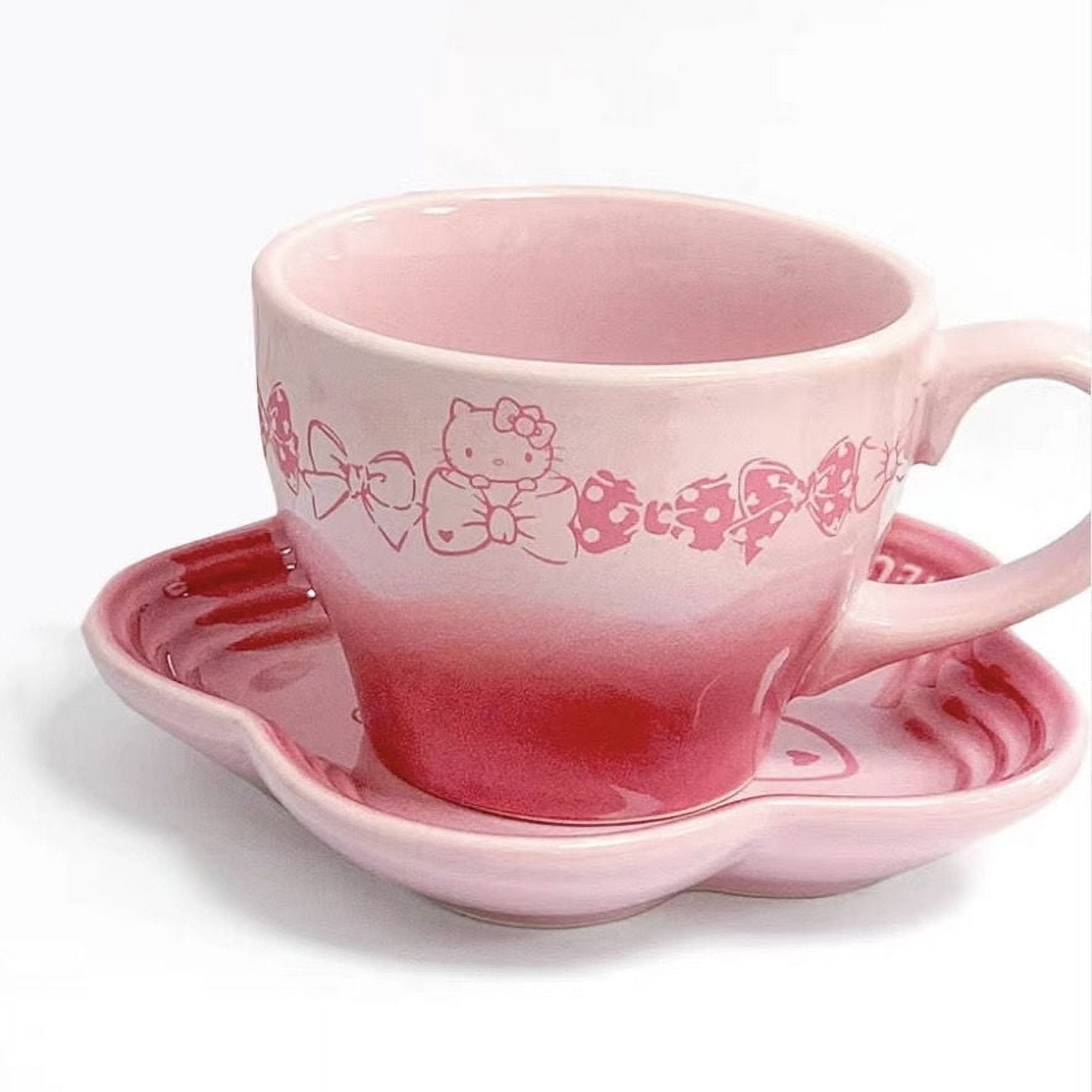 Sanrio Ceramic Hello kitty Joint Coffee Cup Saucer Cute Cartoon Kitty ...