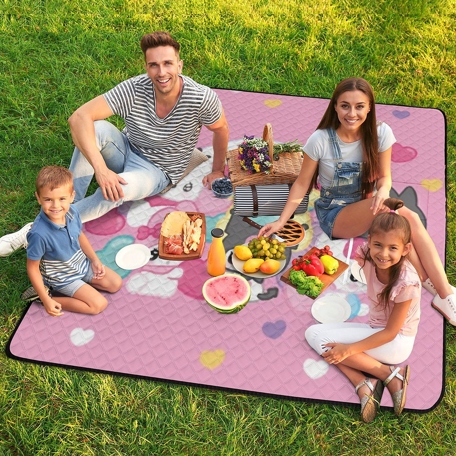 Sanrio Characters Picnic Blanket Outdoor Extra Large Picnic Mat 78"X78 ...