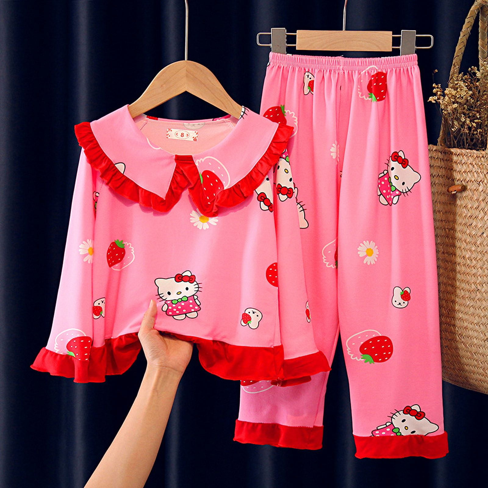 Sanrio Children Pajamas Set Winter Hello Kitty Cinnamoroll Kuromi ...