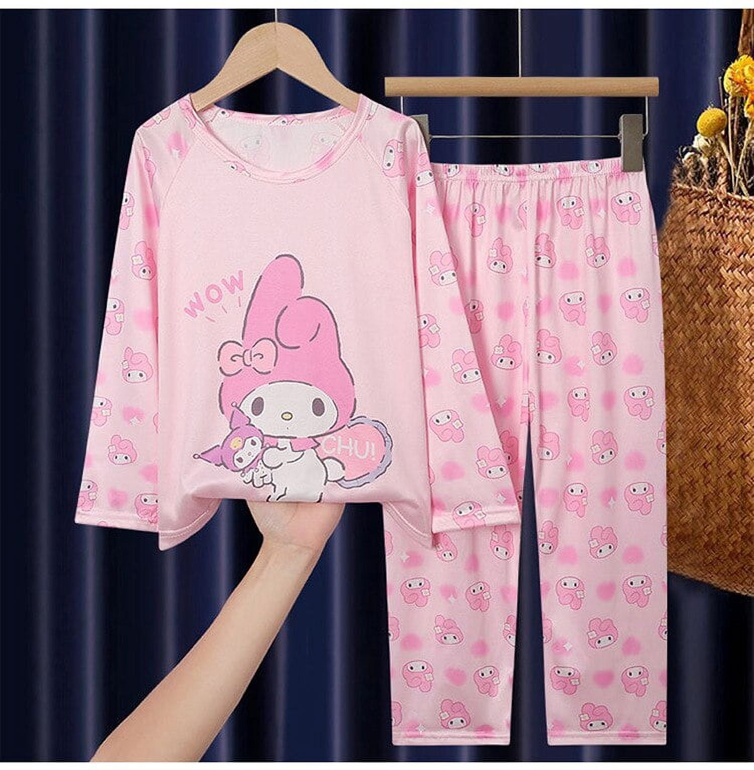 Sanrio Children Pajamas Suit Hello Kitty Sleepwear Kuromi Cinnamoroll ...