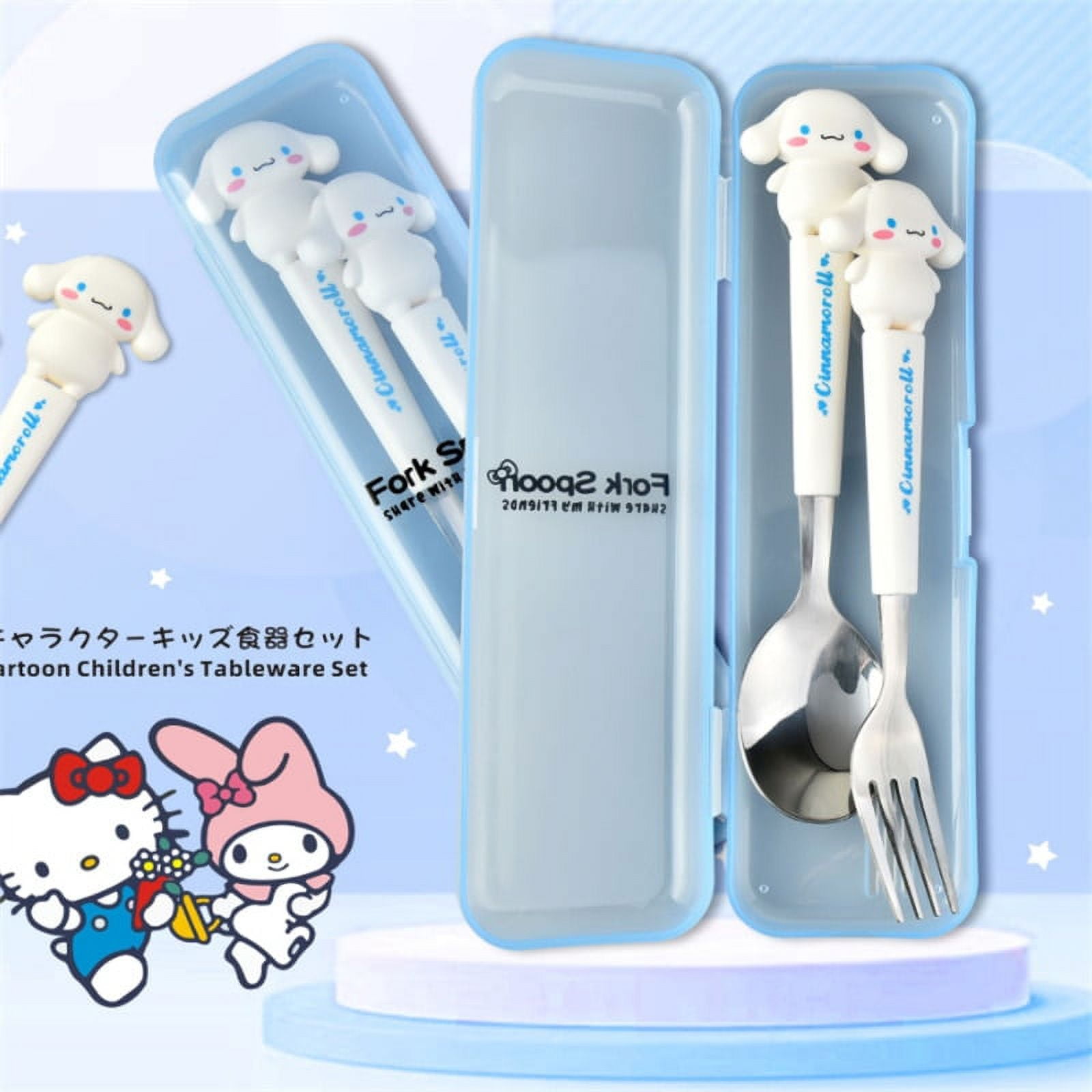 Sanrio Children Tableware Hello Kitty Melody Kuromi Silicone Handle ...