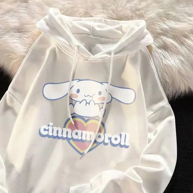Sanrio Cinnamoroll Anime Kawaii Autumn Winter Hooded Sweatshirt Cute ...