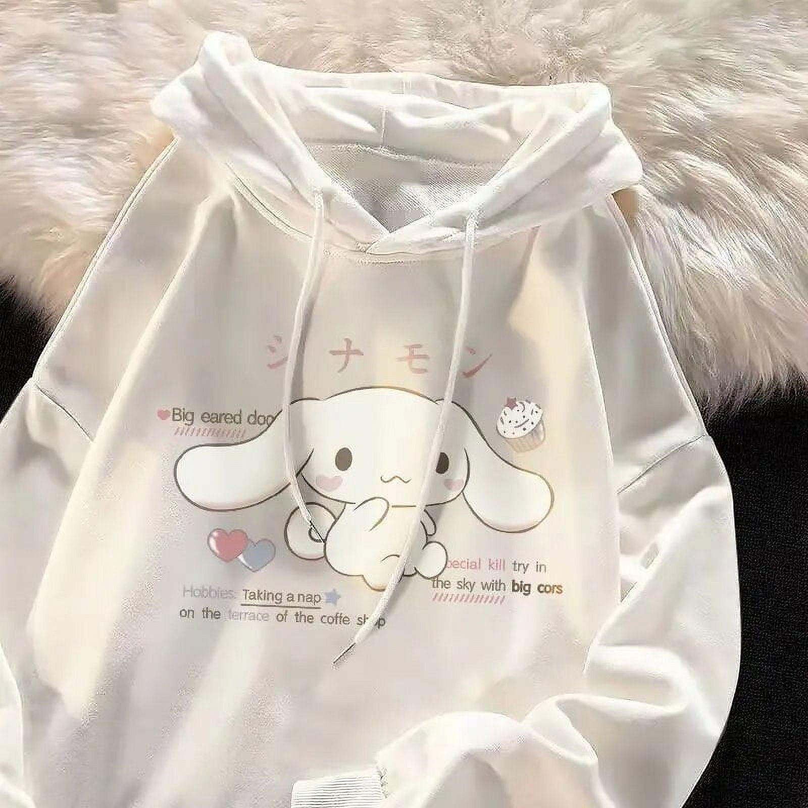Sanrio Cinnamoroll Anime Kawaii Autumn Winter Hooded Sweatshirt Cute ...