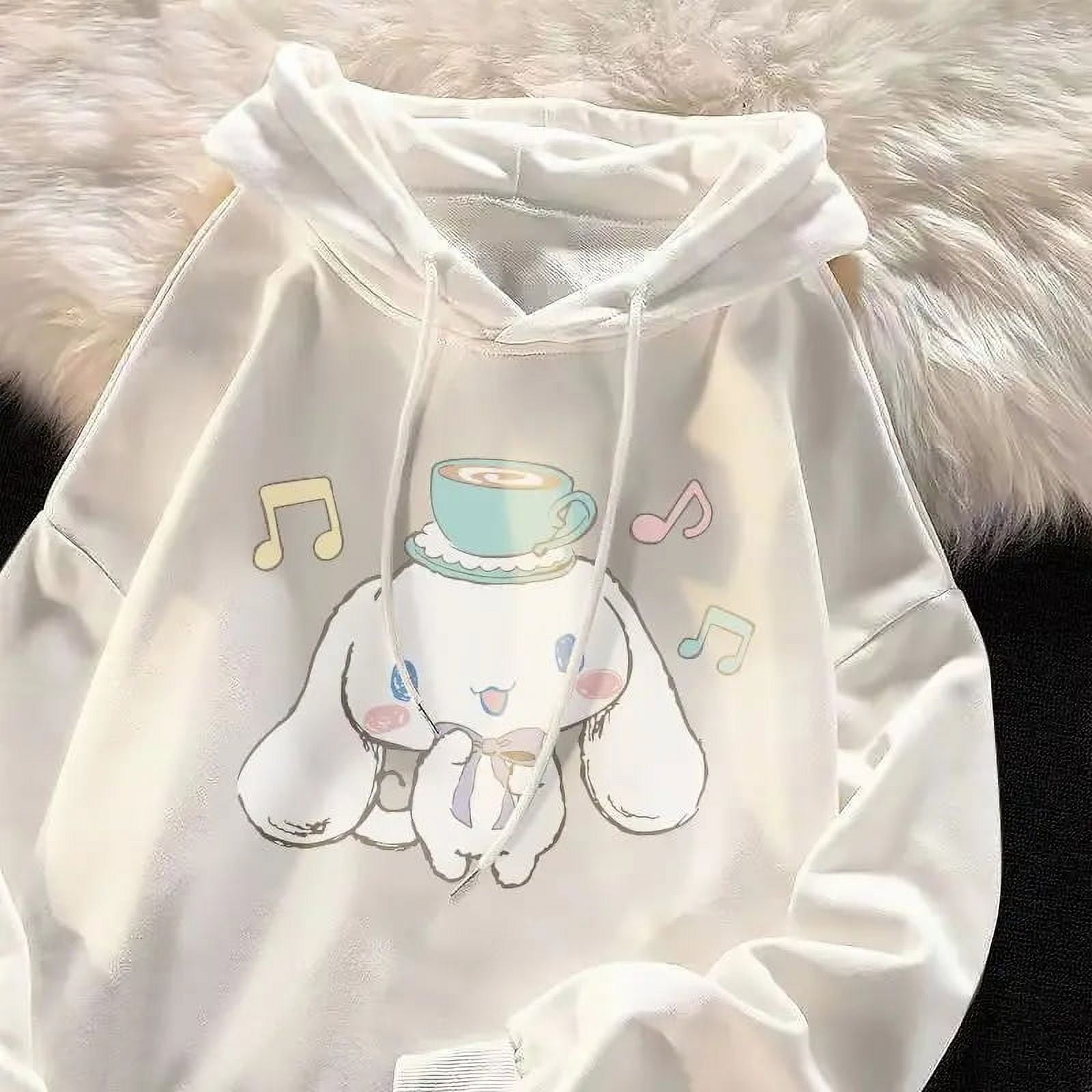 Sanrio Cinnamoroll Anime Kawaii Autumn Winter Hooded Sweatshirt Cute ...