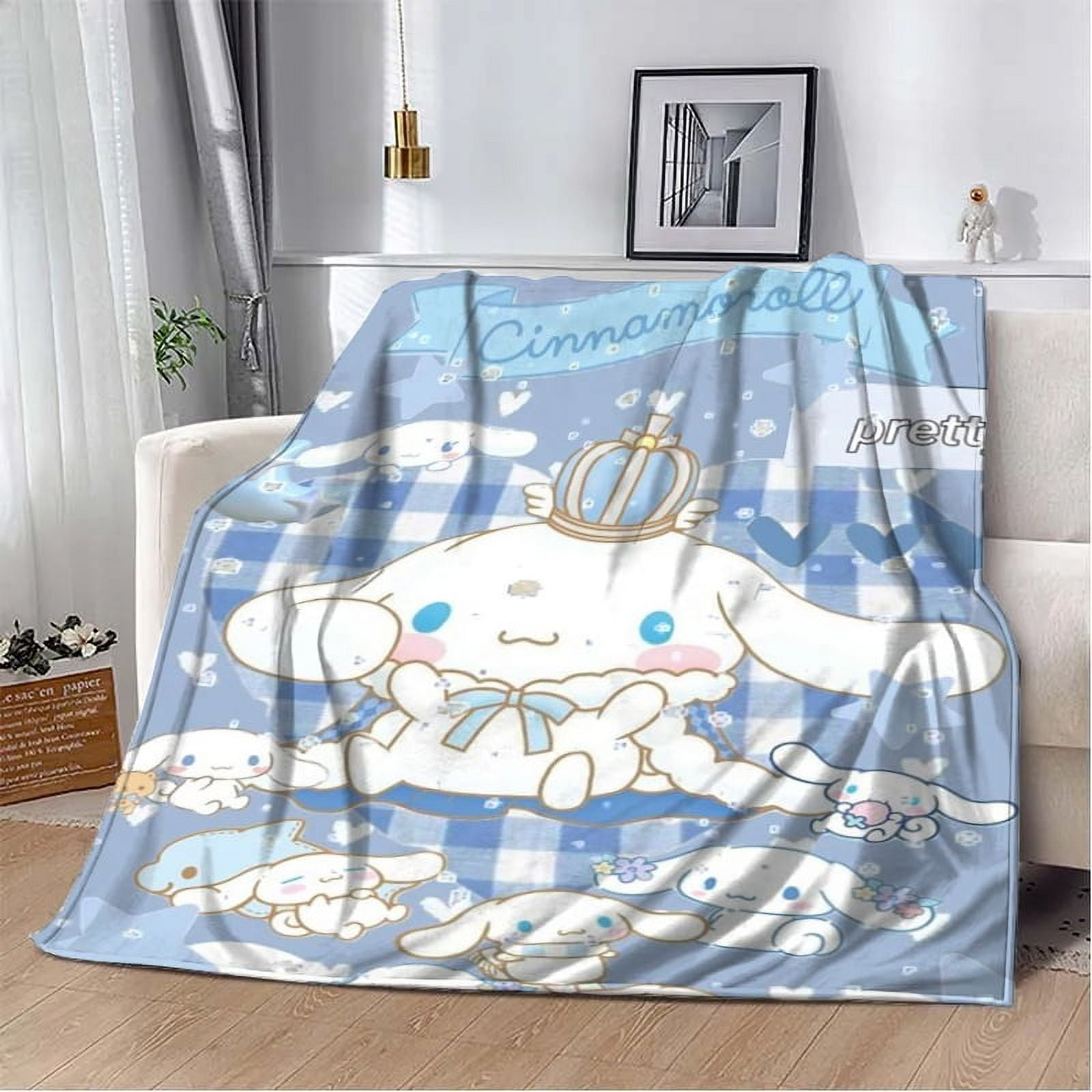 Sanrio Cinnamoroll Blanket Cartoon HD Print Flannel Office Soft Fluffy ...