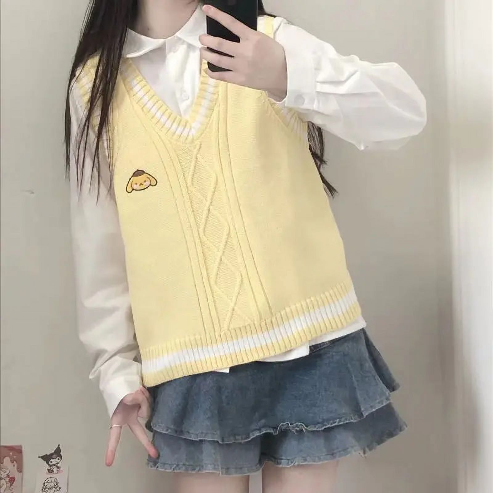 Sanrio Cinnamoroll British Style Inner Jumper Vest V-neck Knitted ...