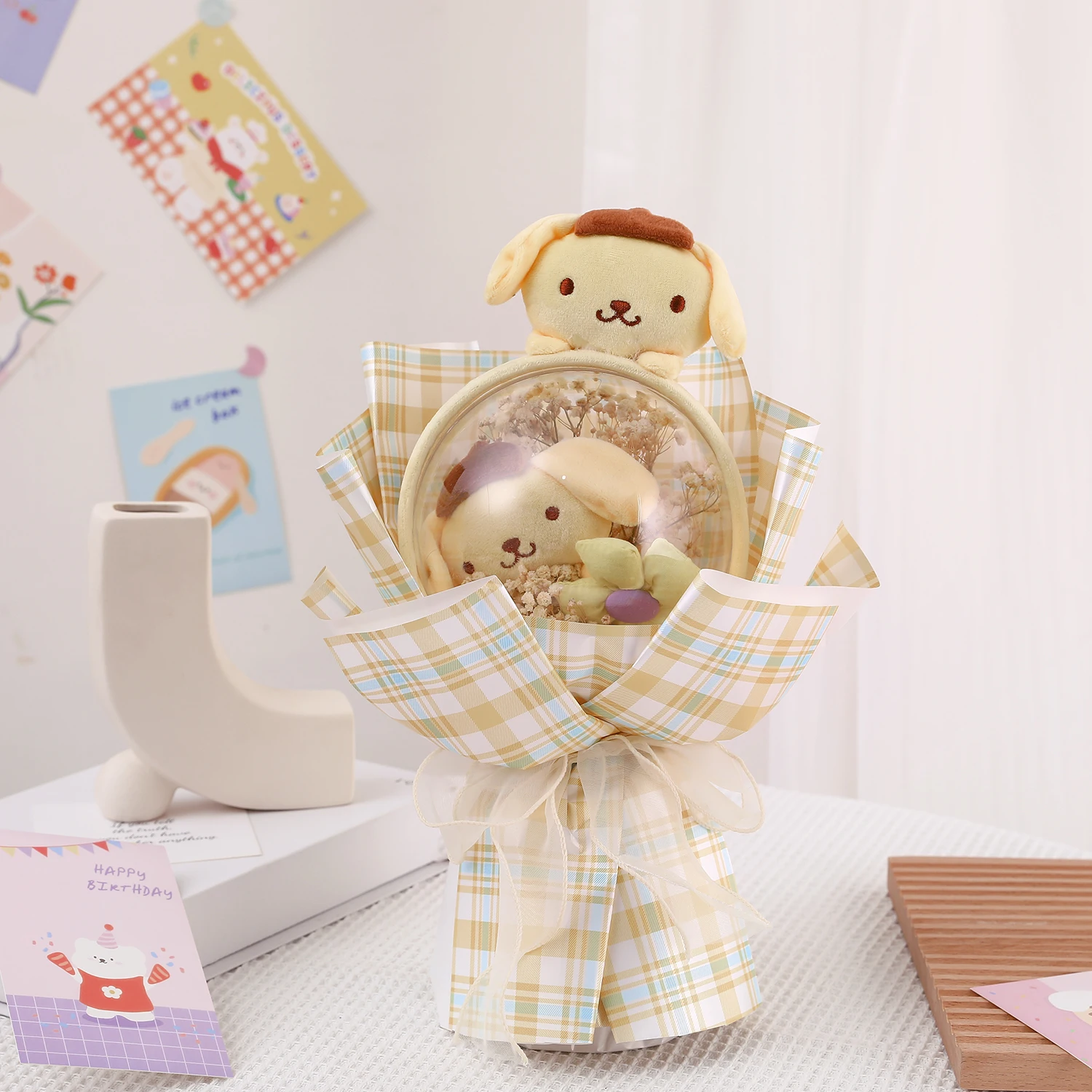 Sanrio Cinnamoroll Cartoon Stuffed Flower Bobo Ball Kuromi Plush Doll ...
