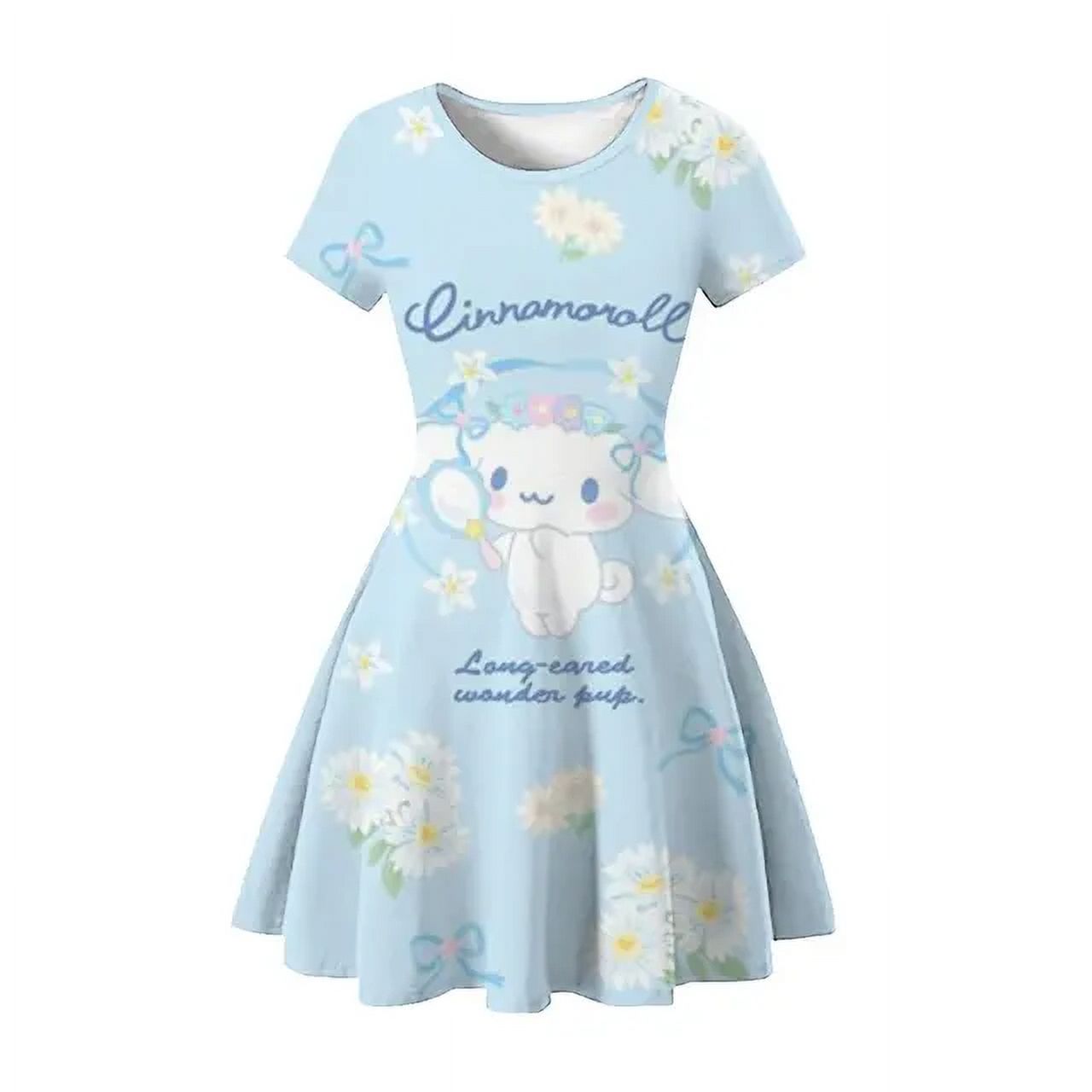 Sanrio Cinnamoroll Girl Dress Kids Summer Short Sleeve Princess Dress ...