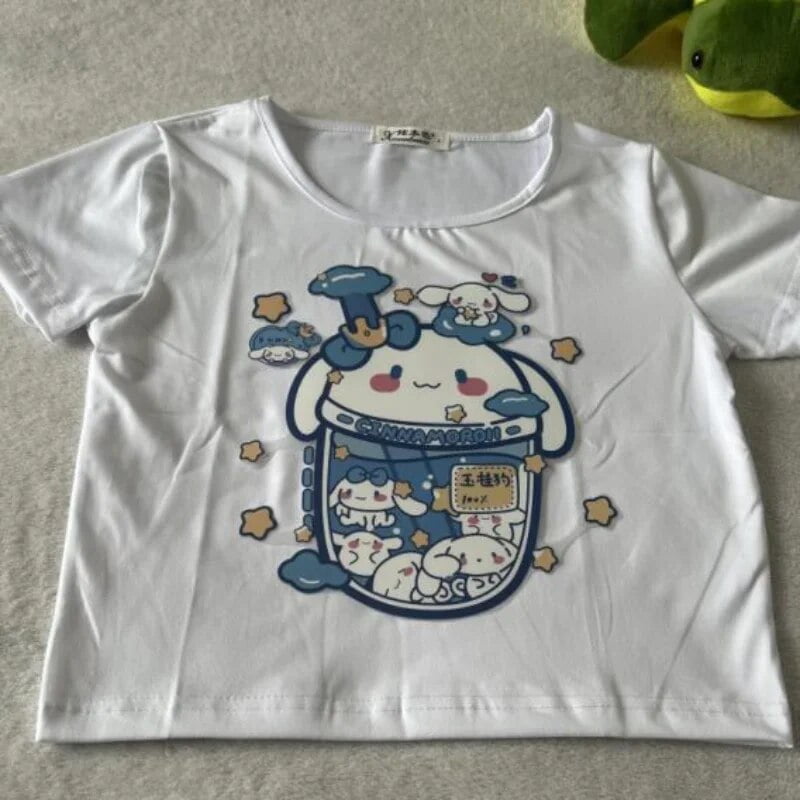 Sanrio Cinnamoroll Graphic T Shirts Kawaii Clothes Summer Kpop Crop Top ...