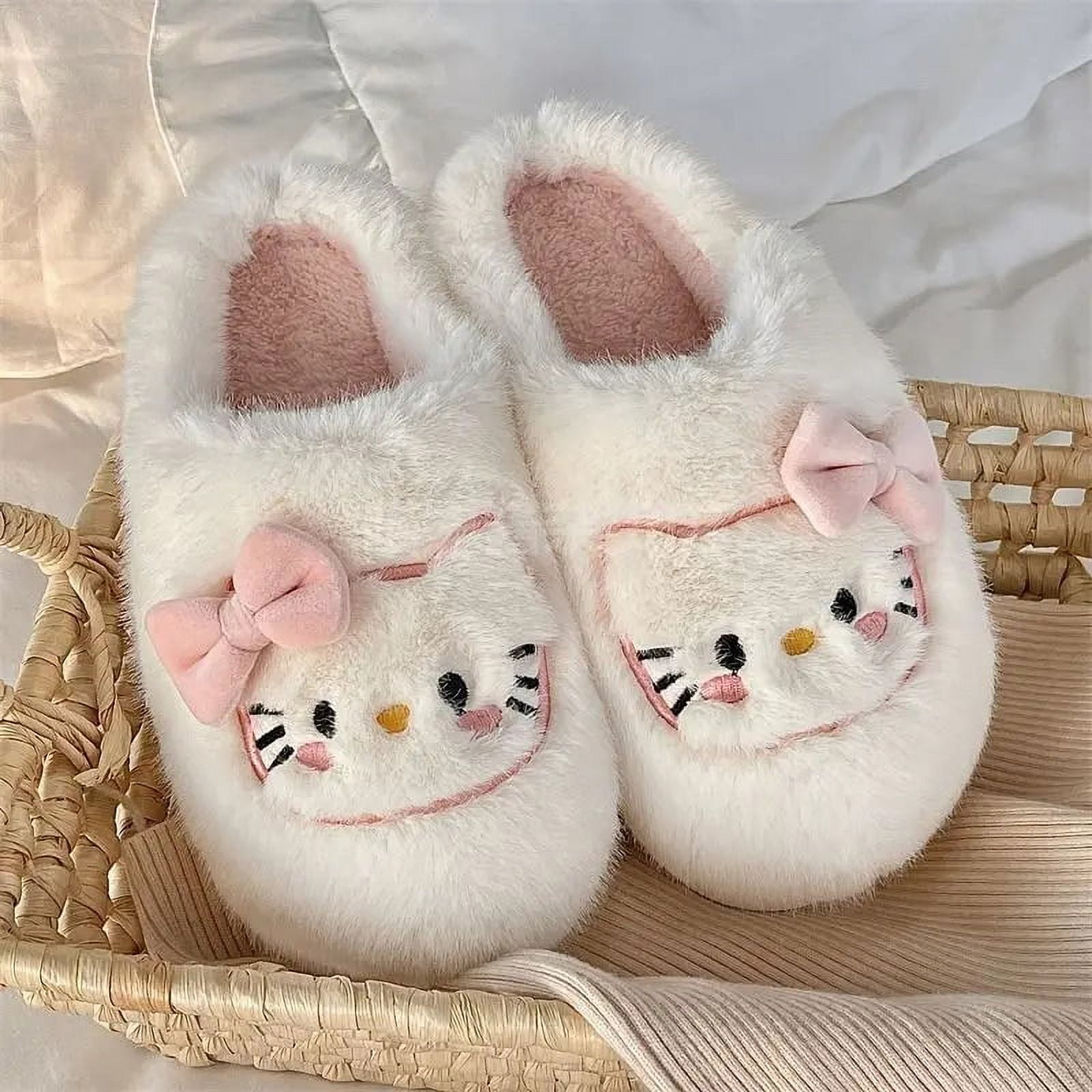 Sanrio Cinnamoroll Hello Kitty Kuromi Slippers Cute Cotton Fuzzy ...