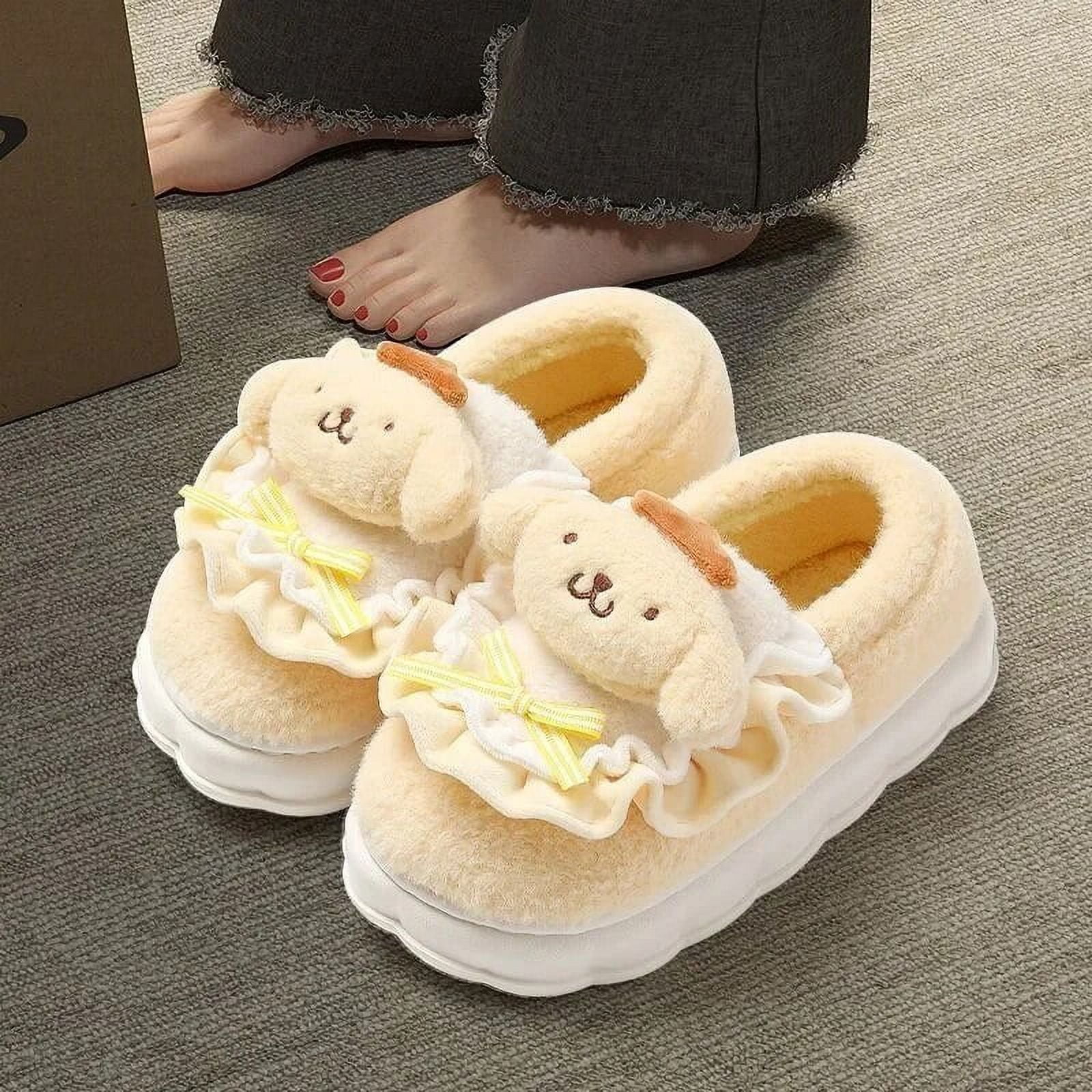 Sanrio Cinnamoroll Hello Kitty Kuromi Slippers Cute Cotton Fuzzy ...