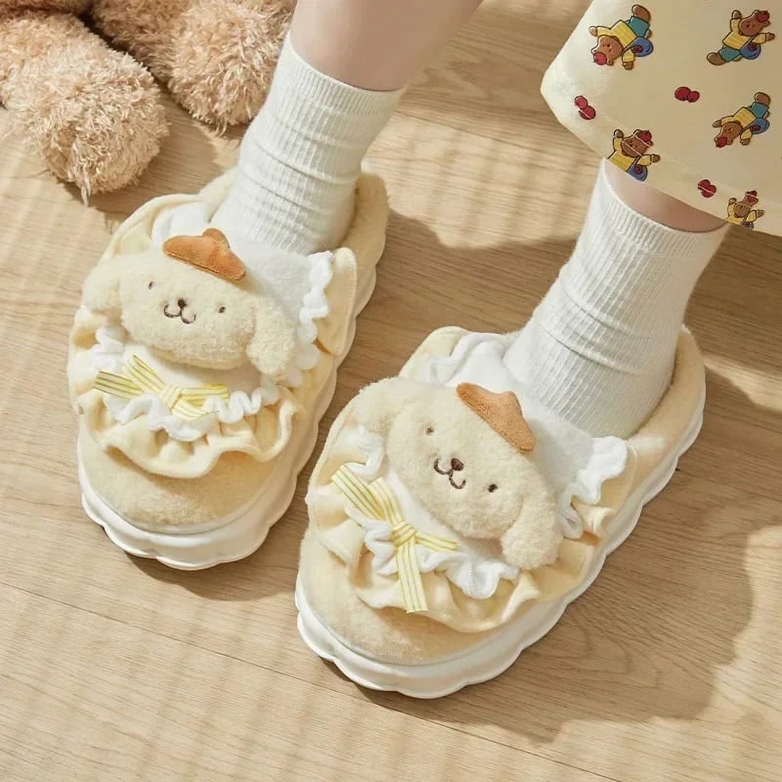 Sanrio Cinnamoroll Hello Kitty Kuromi Slippers Cute Cotton Fuzzy ...