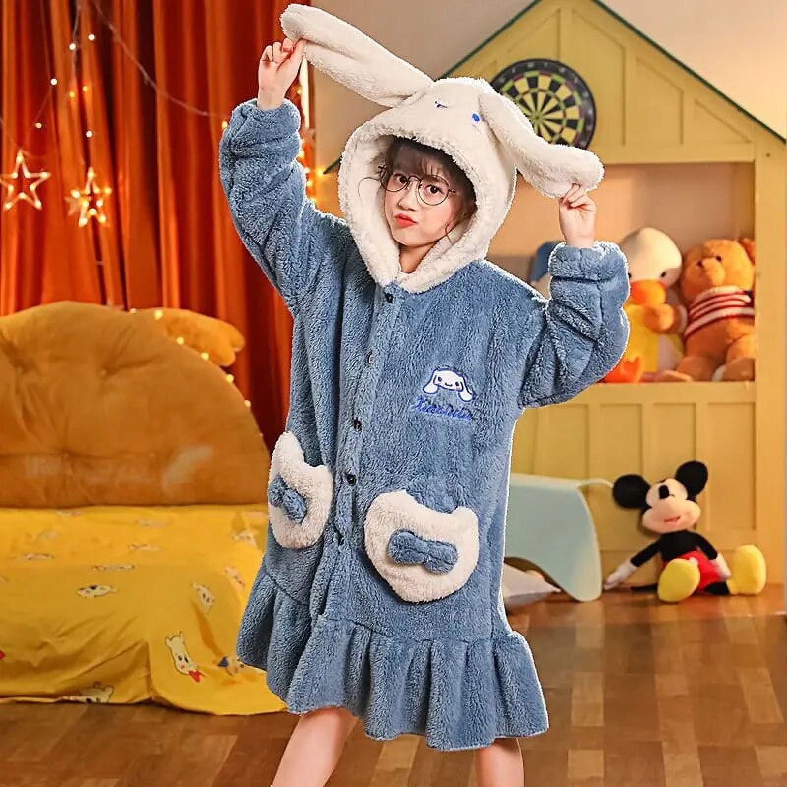 Sanrio Cinnamoroll Kuromi Girls Coral Fleece Thickened Pajamas Cartoon ...