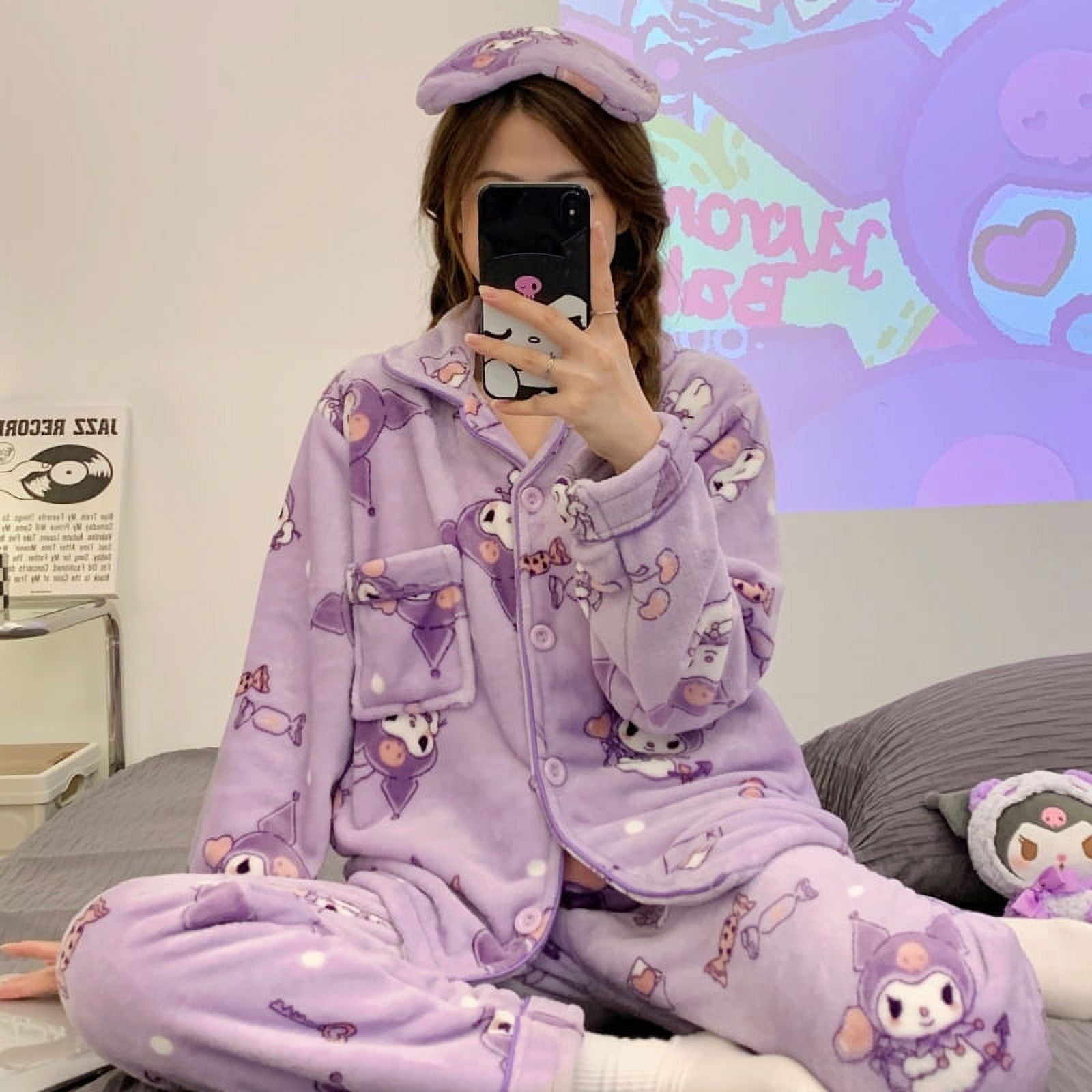 Sanrio Cinnamoroll Melody Kuromi Cotton 2 Pcs Pjs Women Autumn Winter ...