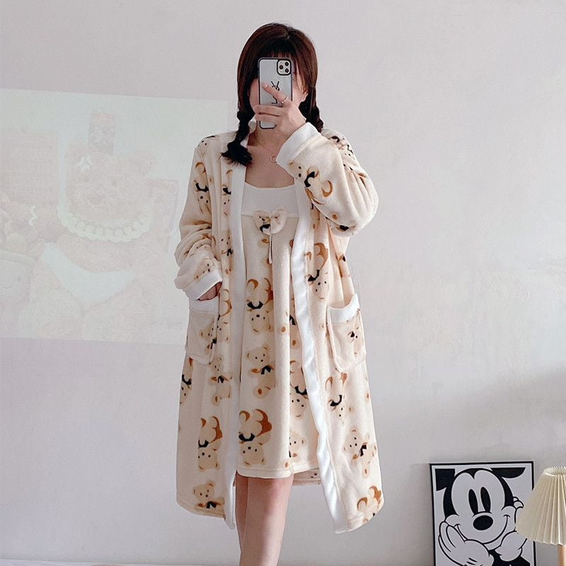Sanrio Cinnamoroll My Melody Plush Cotton Nightdress With Robe Two ...