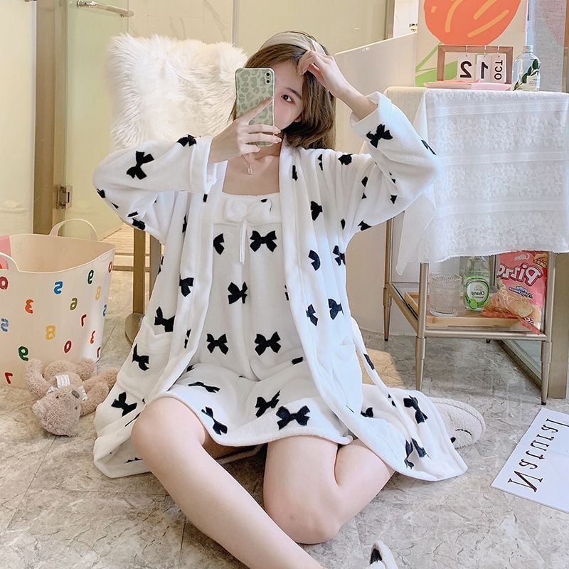 Sanrio Cinnamoroll My Melody Plush Cotton Nightdress With Robe Two ...