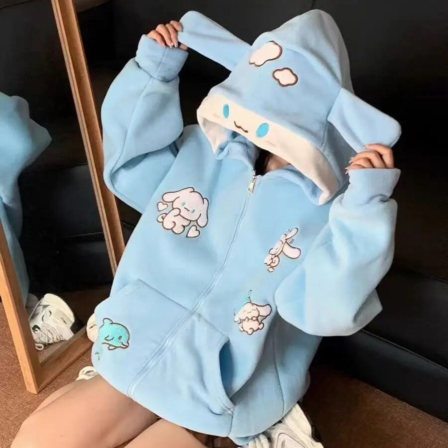 Sanrio Cinnamoroll New Cute Blue Hoodies Spring and Autumn Loose ...