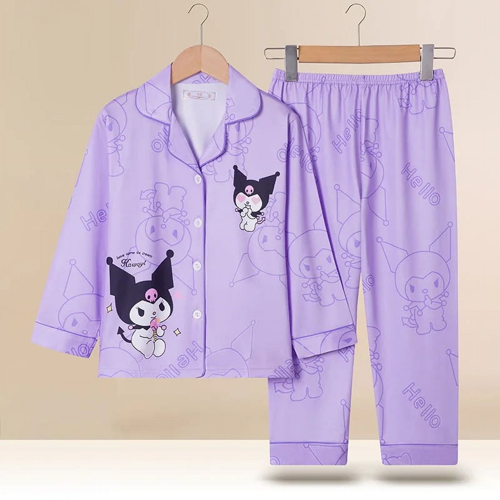 Sanrio Cinnamoroll Pajamas Kuromi My Melody Children Casual Spring Home Long Sleeve Flip Neck ...