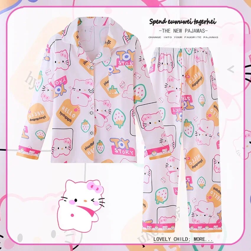 Sanrio Cinnamoroll Pajamas Set Long-Sleeved Cartoon My Melody Kuromi ...
