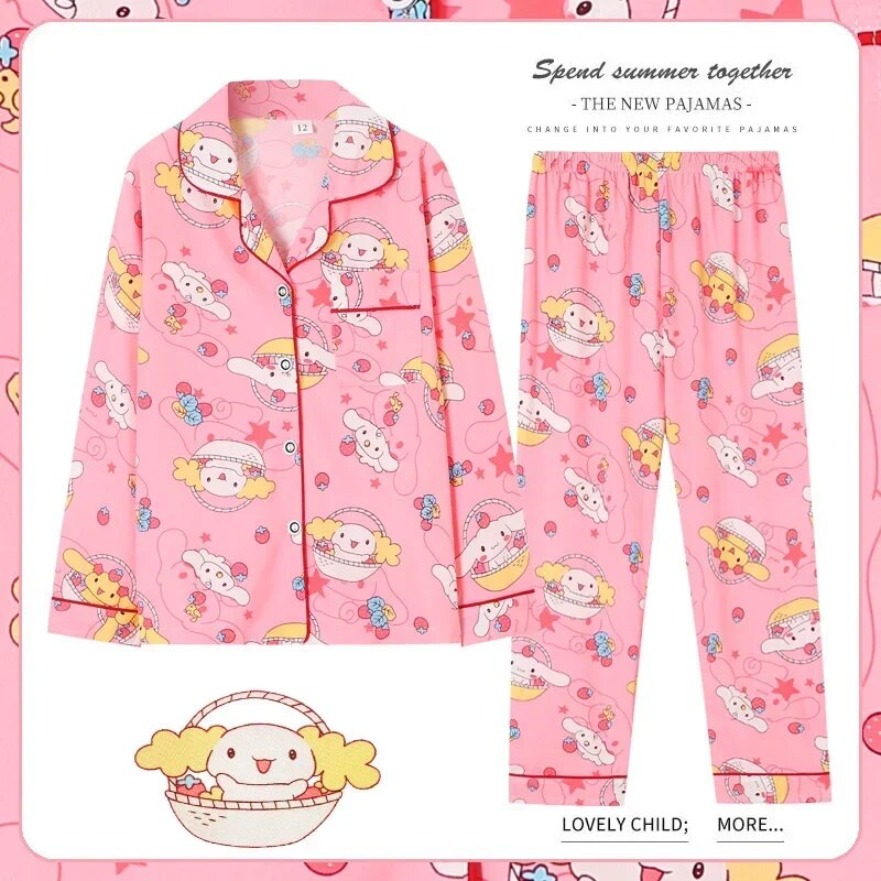 Sanrio Cinnamoroll Pajamas Set Long-Sleeved Cartoon My Melody Kuromi ...