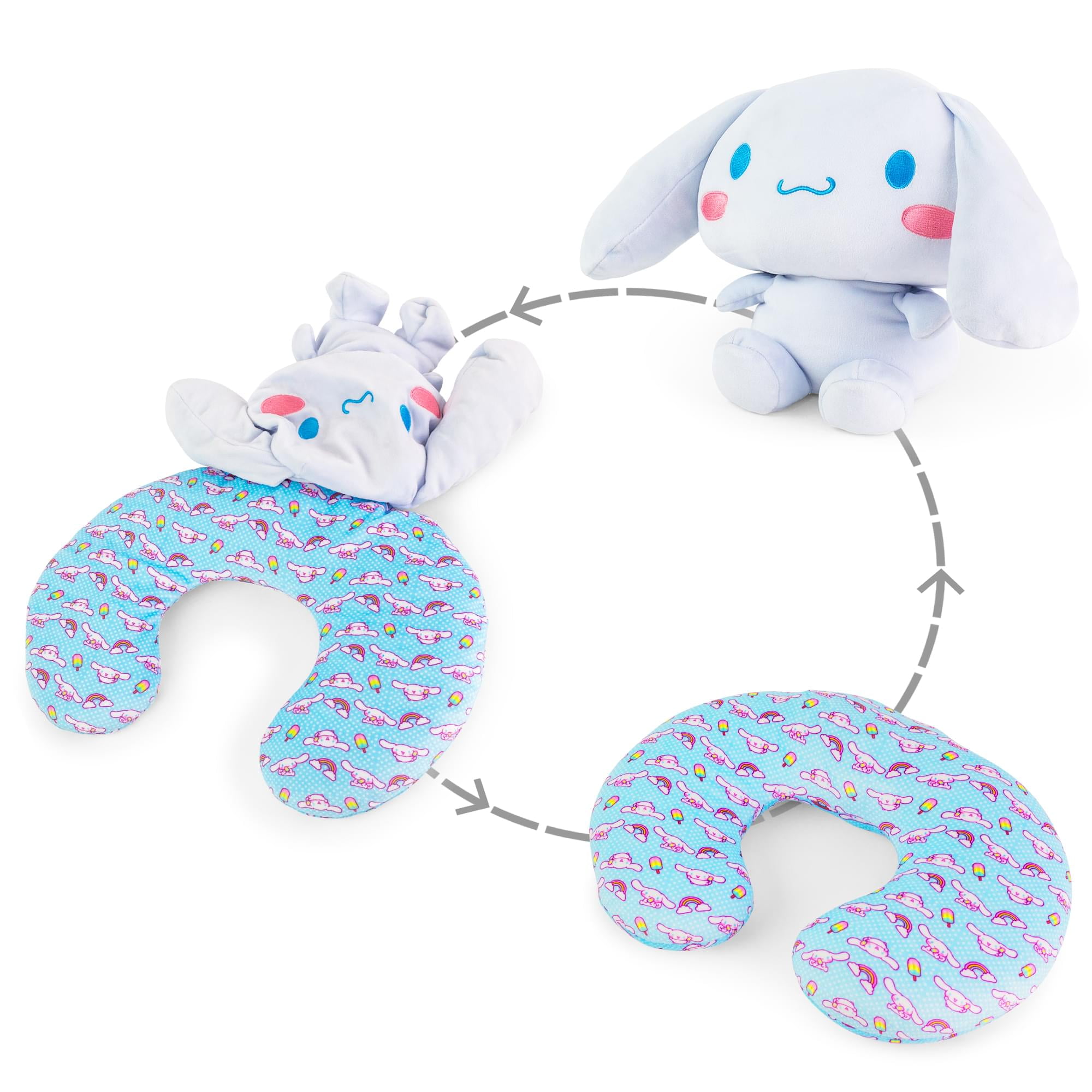 Sanrio Cinnamoroll Adorable Buddy Reversible Neck Roll Plushie Toy ...