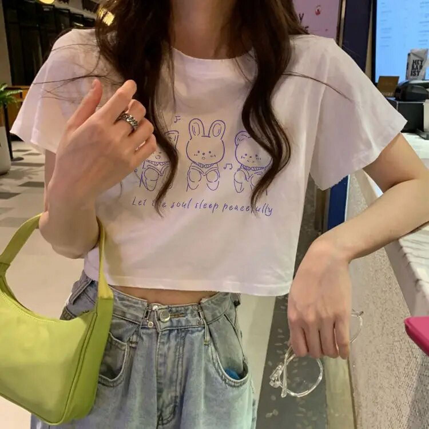 Sanrio Cinnamoroll Sexy Crop Top Girl Short Sleeve T-shirt Women Y2K ...