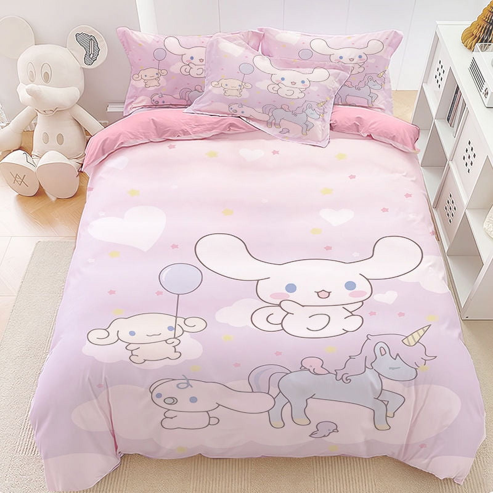 Sanrio Cinnamoroll Summer Cartoon Four-piece Set Cute Kuromi Melody Bed ...