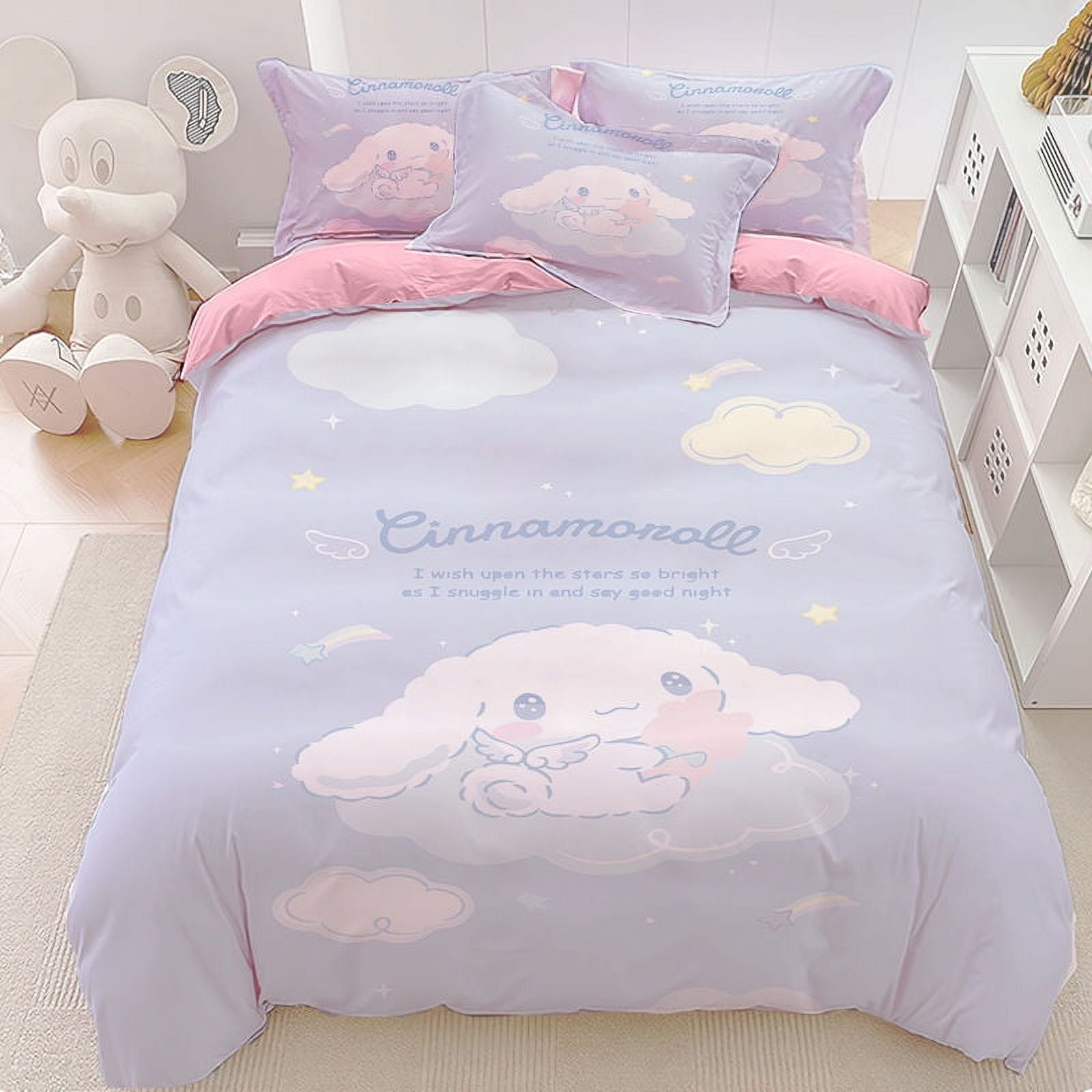 Sanrio Cinnamoroll Summer Cartoon Four-piece Set Cute Kuromi Melody Bed ...