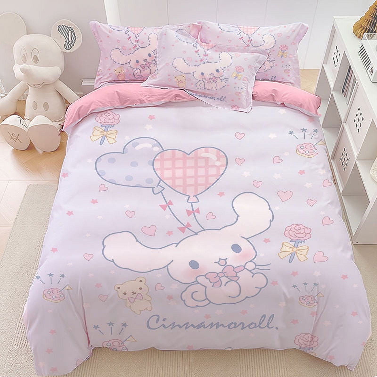 Sanrio Cinnamoroll Summer Cartoon Four-piece Set Cute Kuromi Melody Bed ...