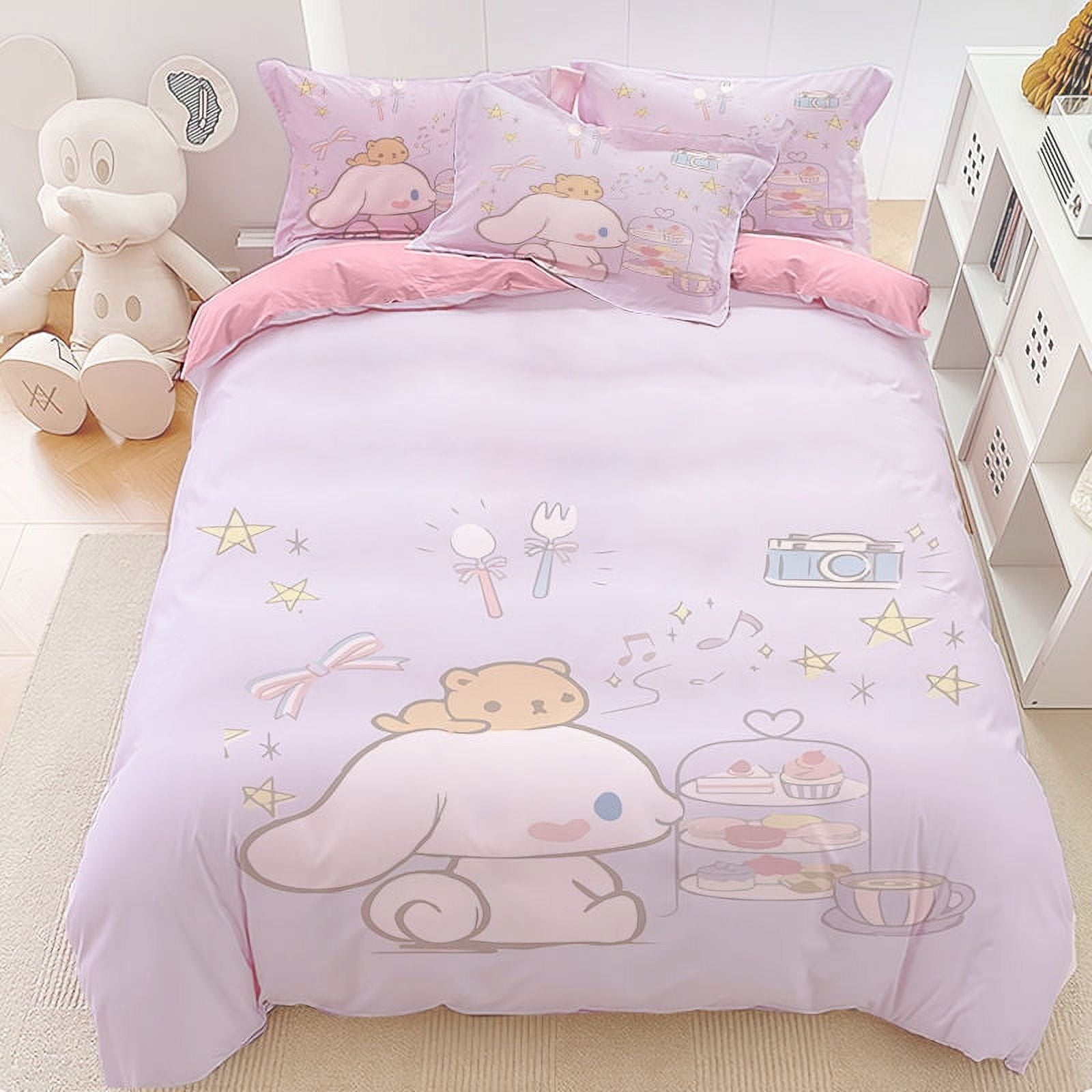 Sanrio Cinnamoroll Summer Cartoon Four-piece Set Cute Kuromi Melody Bed Sheet Personality Kawaii ...