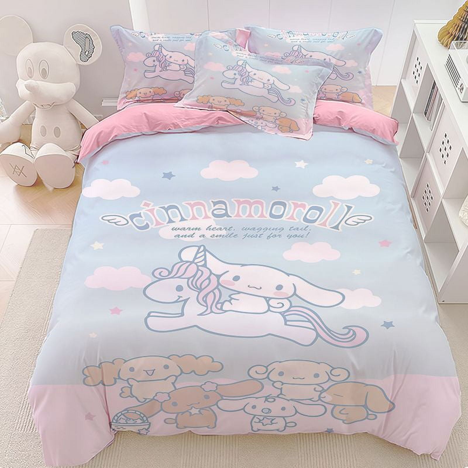 Sanrio Cinnamoroll Summer Cartoon Four-piece Set Cute Kuromi Melody Bed Sheet Personality Kawaii ...