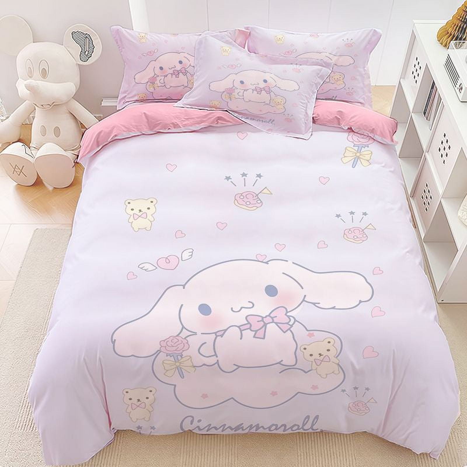 Sanrio Cinnamoroll Summer Cartoon Four-piece Set Cute Kuromi Melody Bed ...