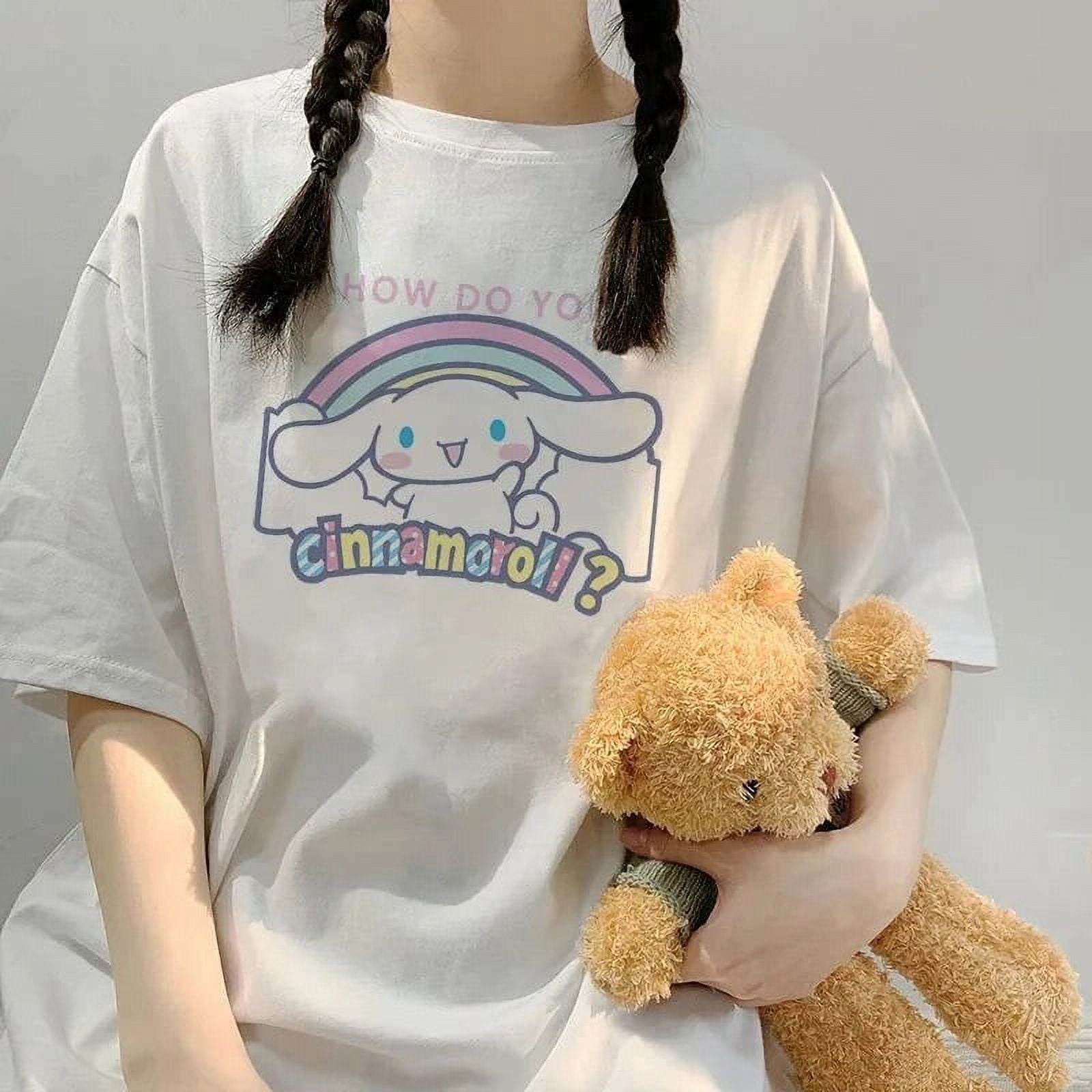 Sanrio Cinnamoroll T-Shirt Y2K Hello Kitty Print Tees Cartoon Cute ...