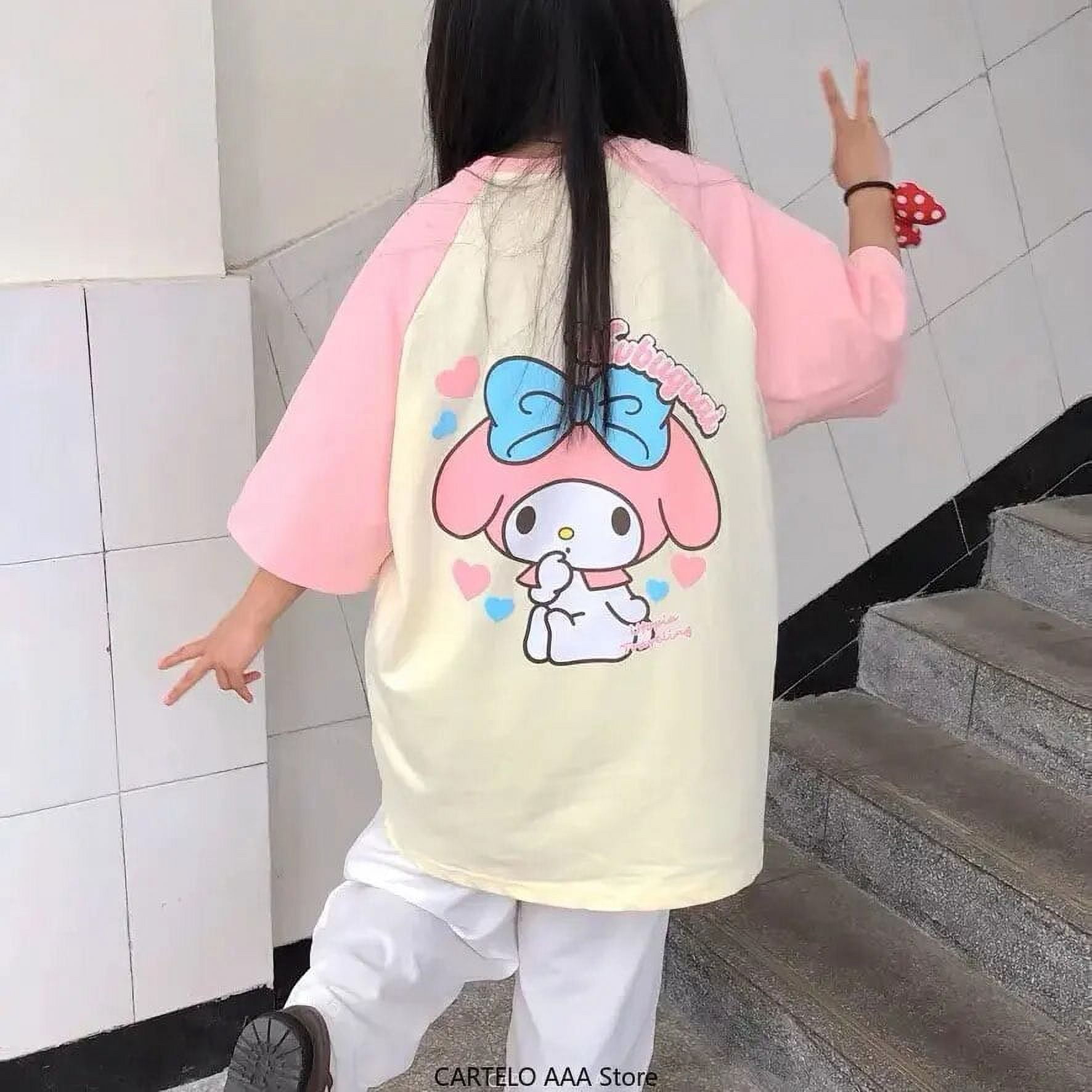 Sanrio Clothes Hello Kitty T-shirt Y2k Pompom Purin Kawaii Anime Print ...