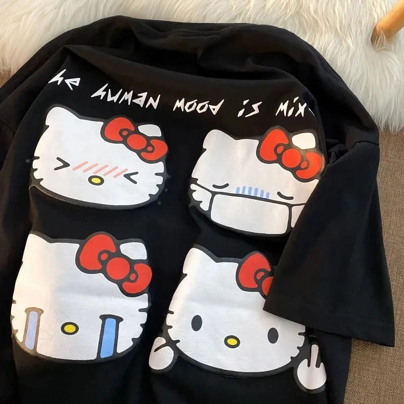 Sanrio Clothes Hello Kitty Tshirt Graffiti Design Anime Short Sleeve T ...