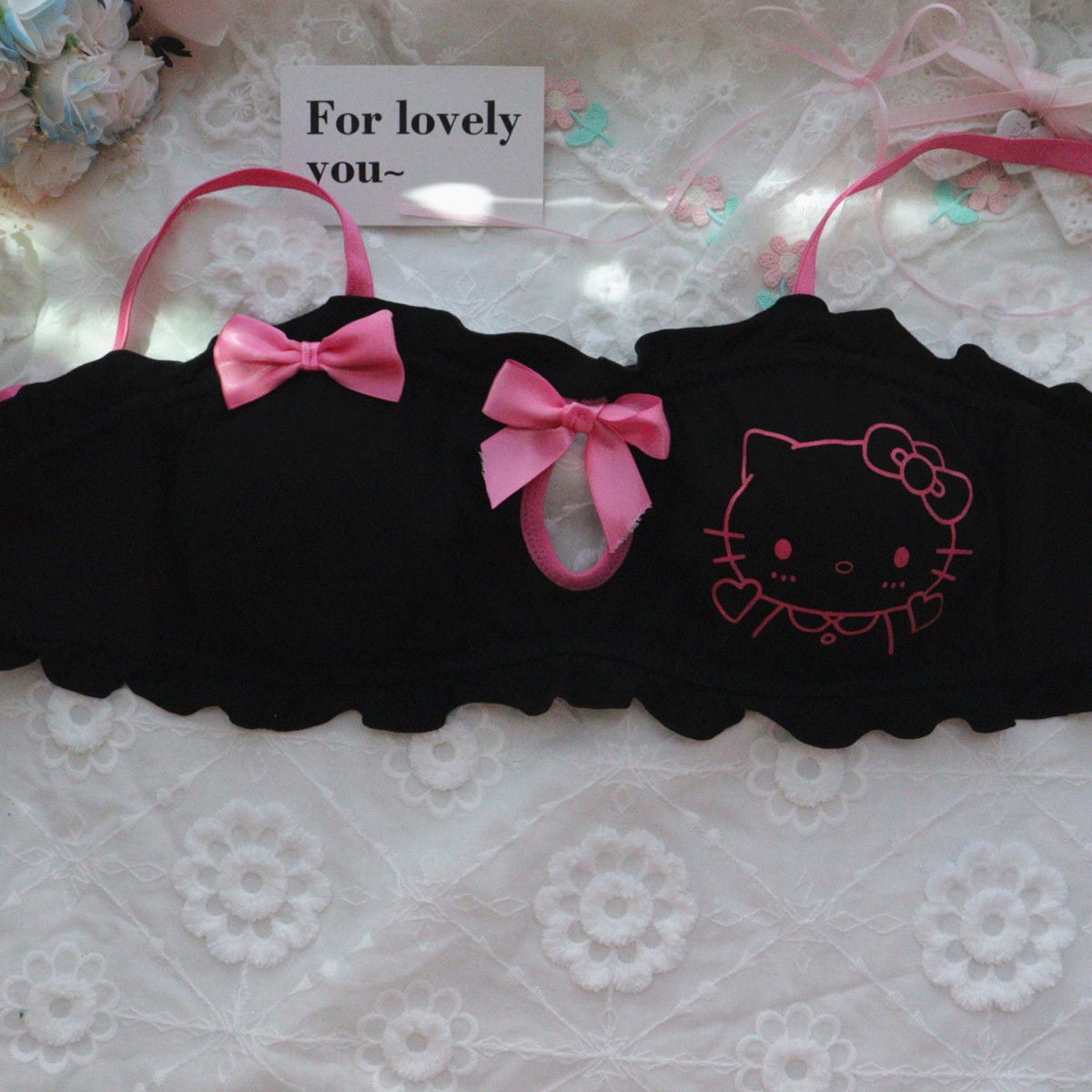 Sanrio Cute And Sweet Hello Kitty Chest Bras and Panties 2 Pcs Suit ...