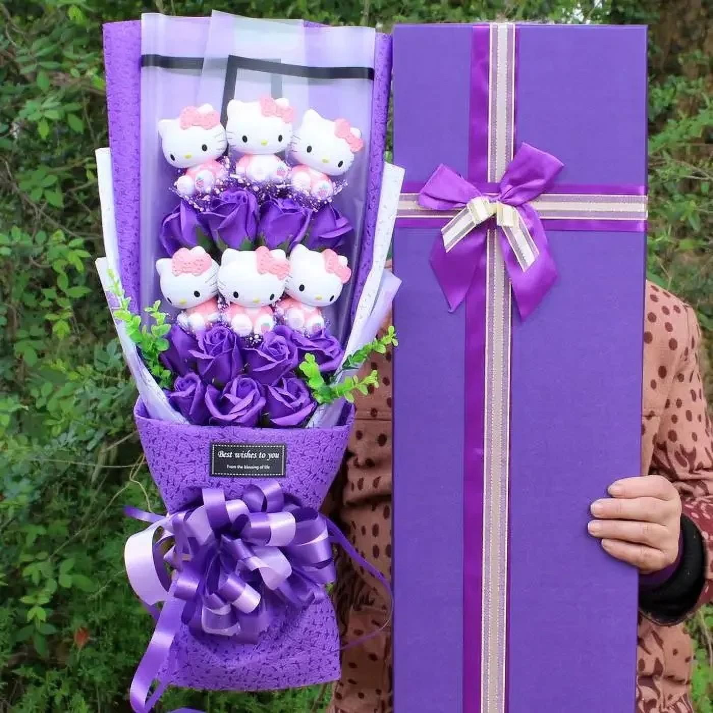 Sanrio Cute Anime Hello Kitty Bouquet Plush Stuffed Doll Kawaii Soap ...