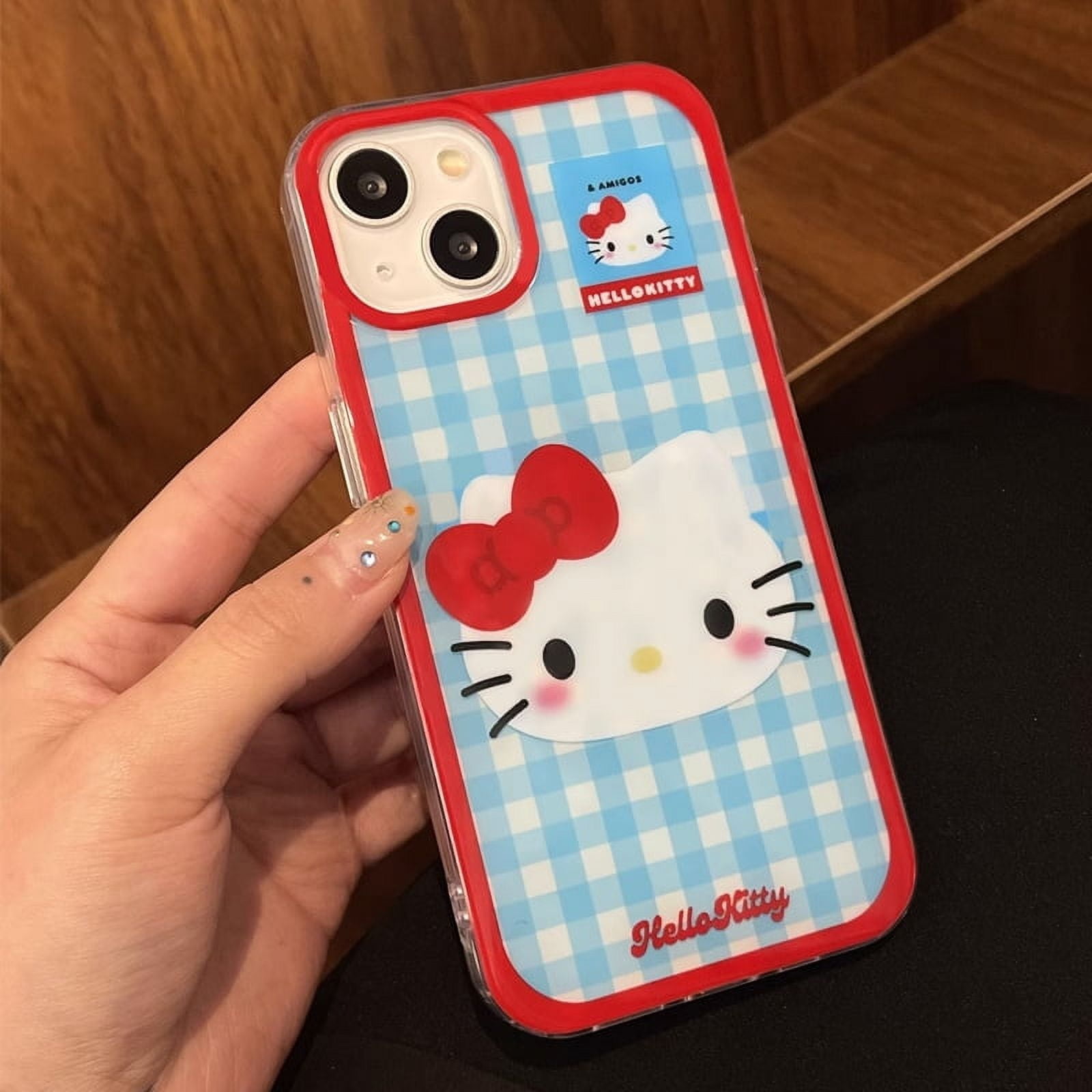 Sanrio Cute Cartoon Ins Blue Red Hello Kitty Phone Case For iPhone 16 ...