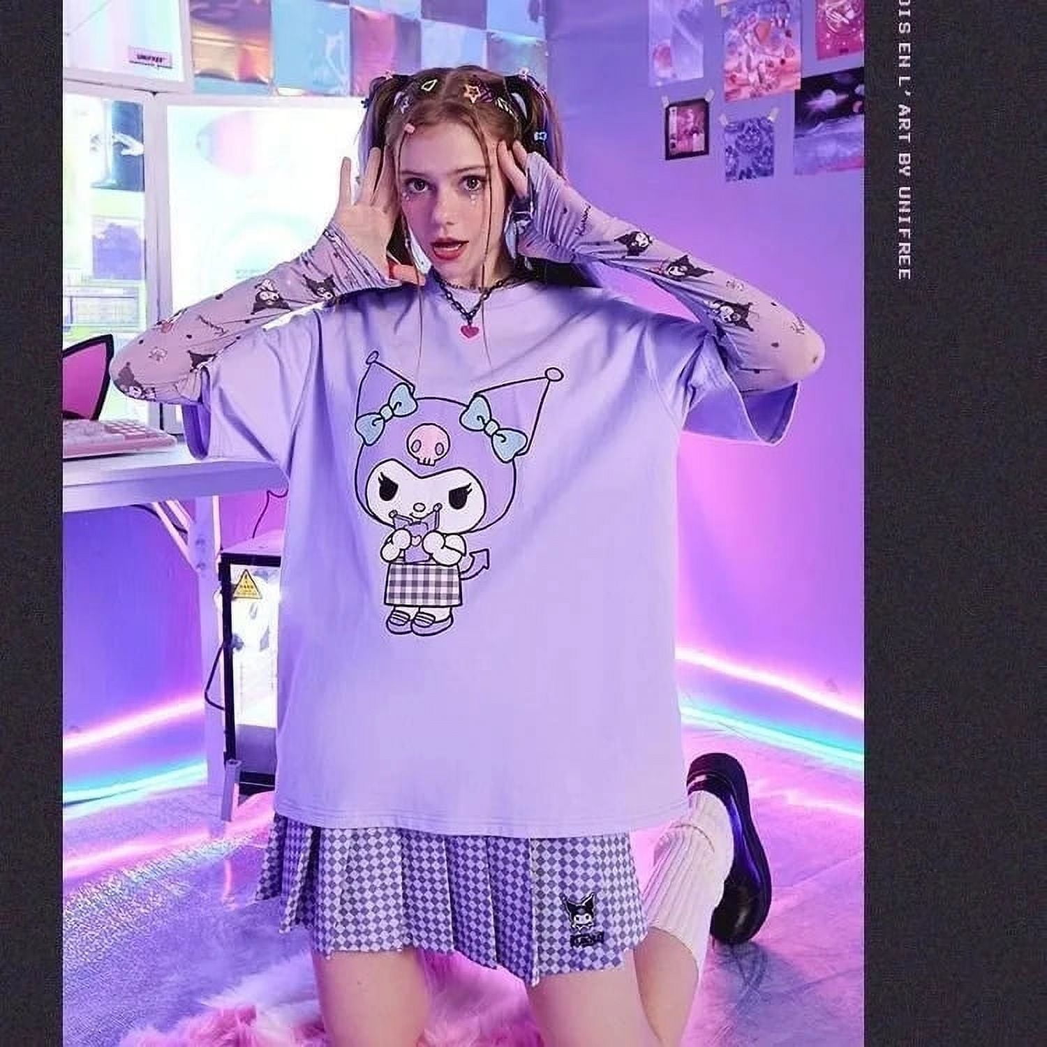 Sanrio Cute Hello Kitty Clothes Goth T-Shirt Funny Women Cartoon Print ...