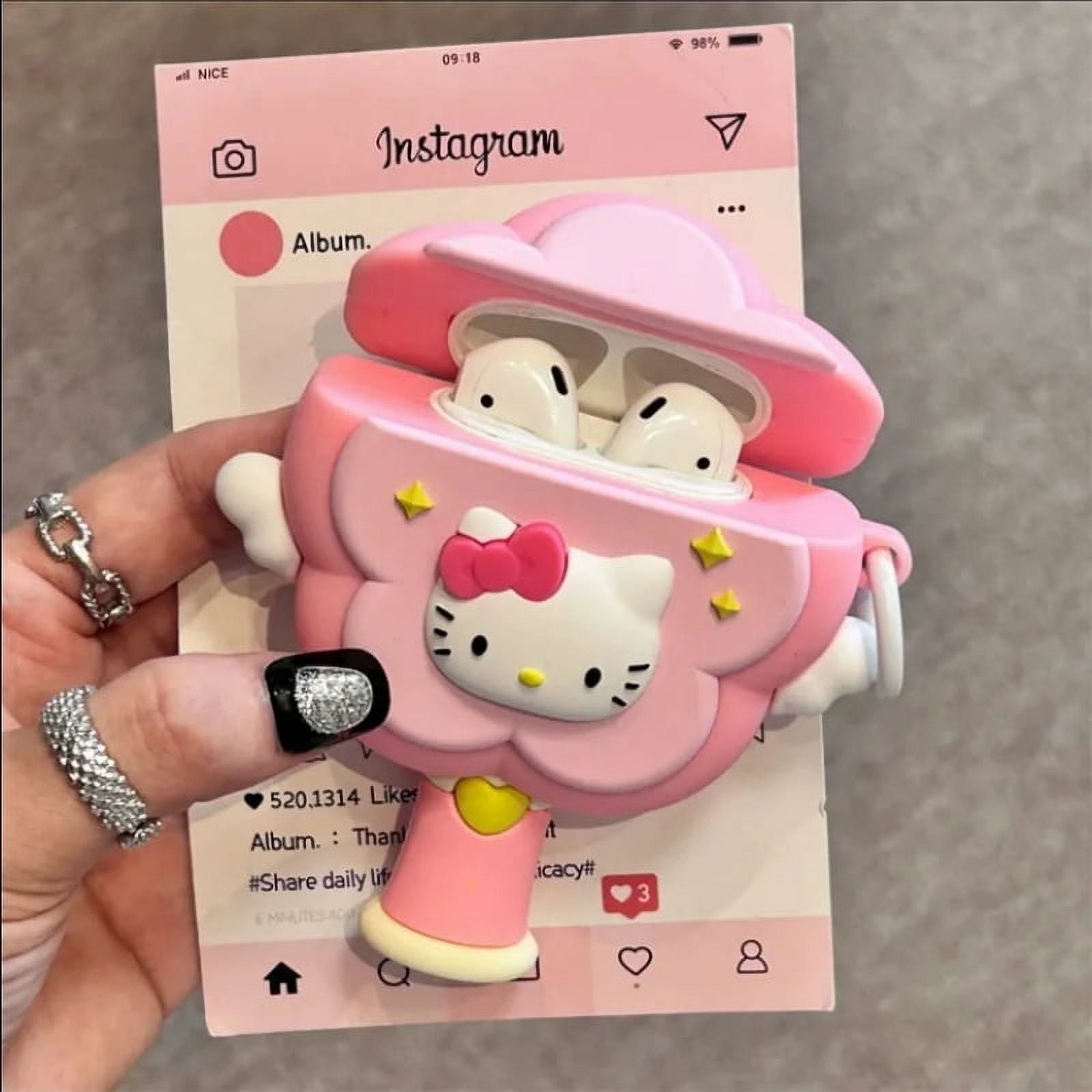 Sanrio Cute Hello Kitty Headset Case Apple Phone Fourth Generation ...